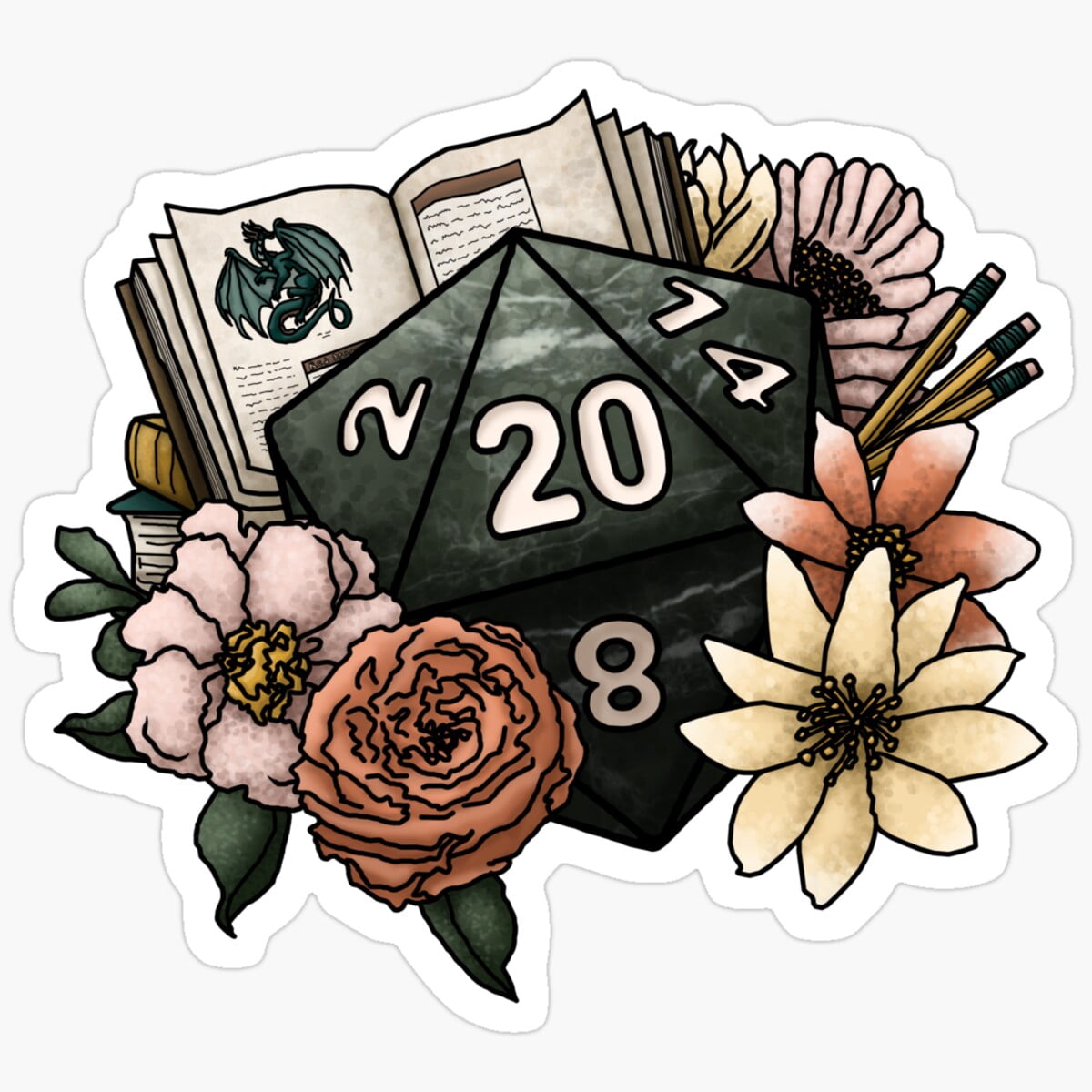 Dungeon Master D20 - Tabletop Gaming Dice Sticker. Gift For You ...