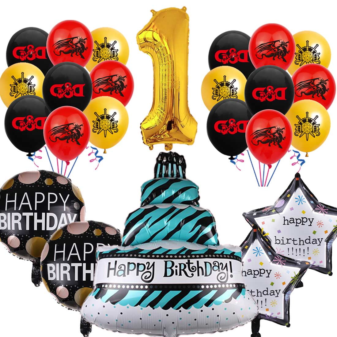 Dungeon of Dragon Balloons Party Supplies 1st Big Number Decorations ...
