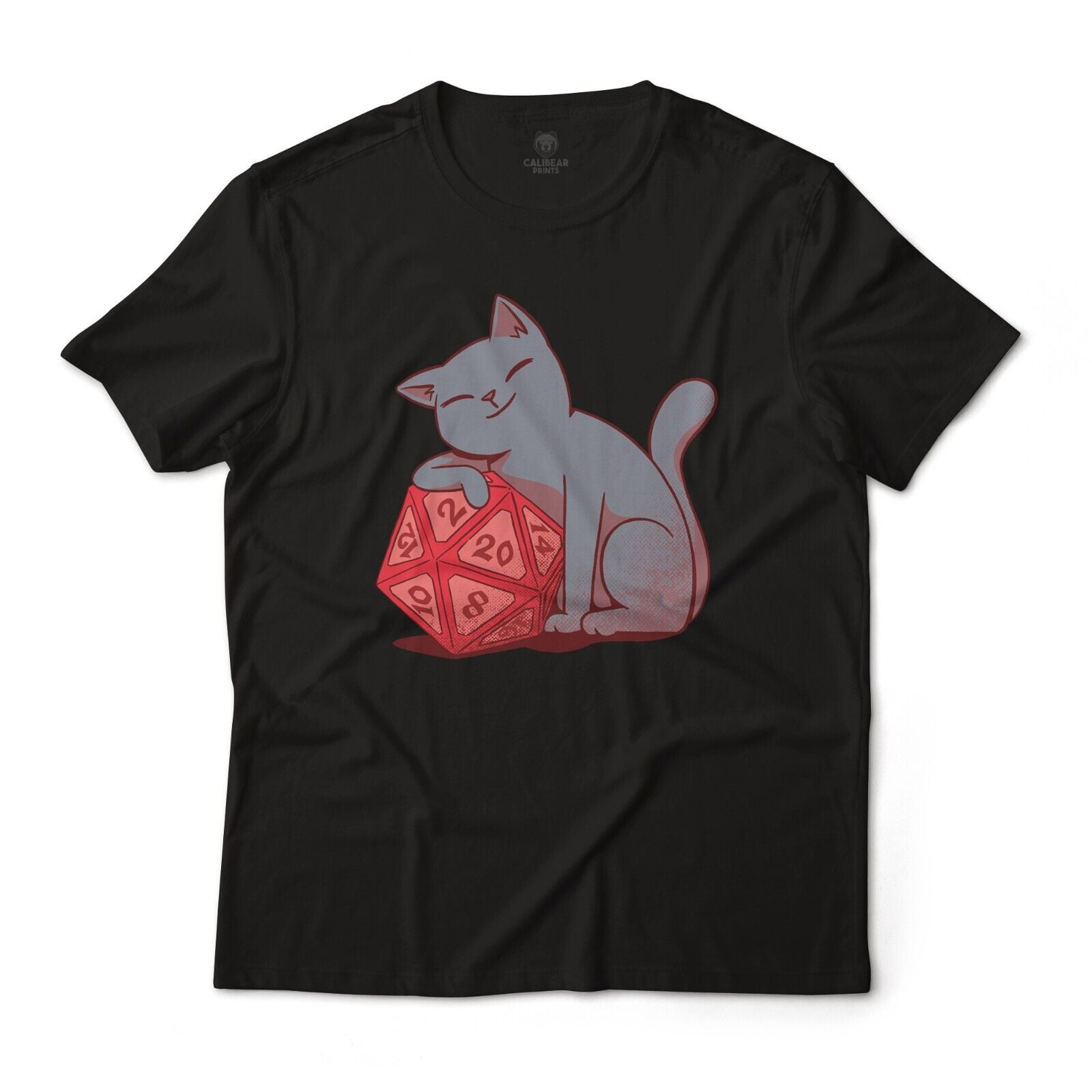 Dungeons And Dragons Cat D20 Dice Graphic T-Shirt Lightweight Cotton ...