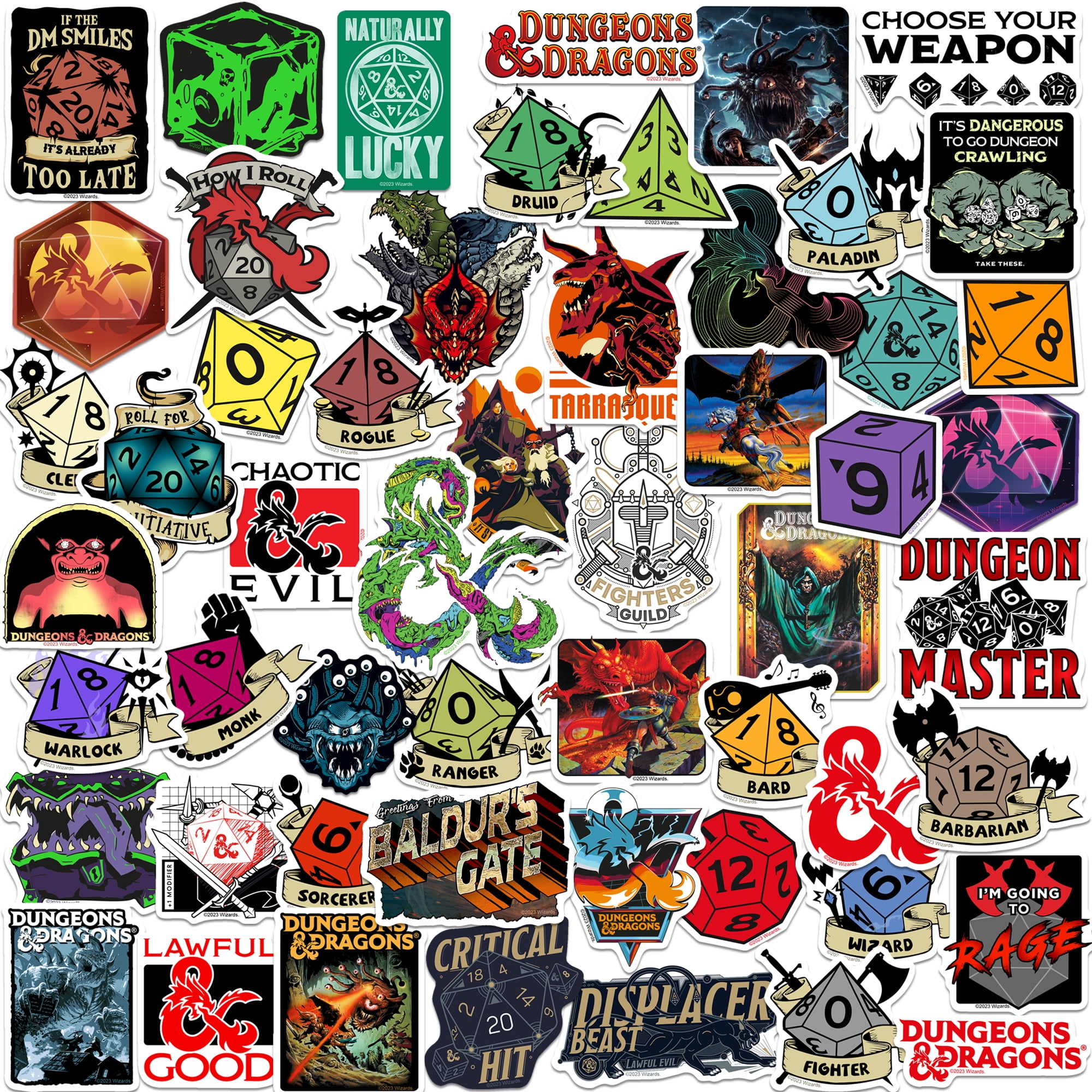 Dungeons and Dragons 50CT Sticker Pack Large Deluxe Stickers Variety ...