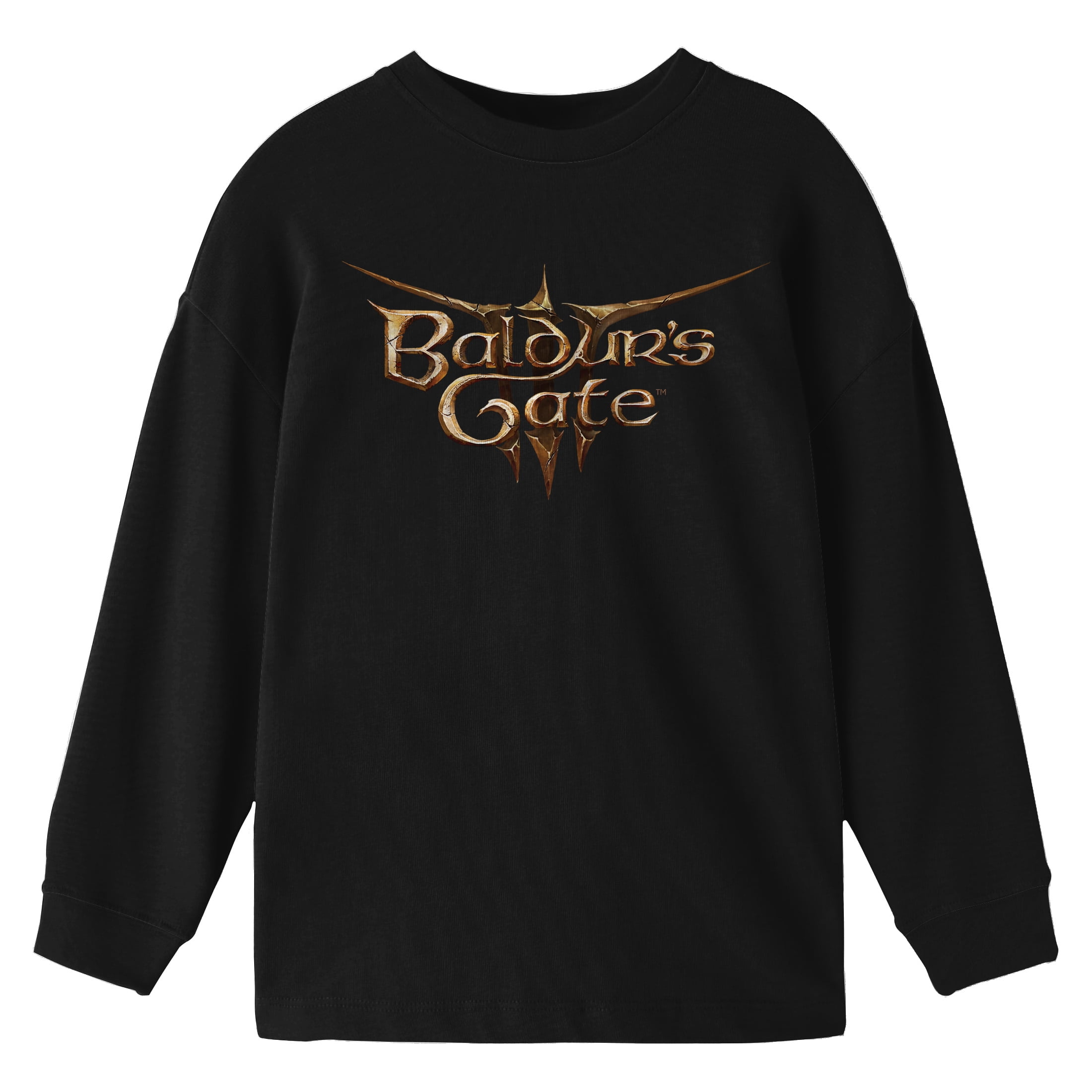 Dungeons & Dragons Baldur's Gate Logo Youth Black Long Sleeve Crew Neck ...