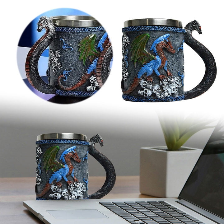 Dungeons and Dragons Coffee mug, Stainless Gold Roaring Dragon Beer ...