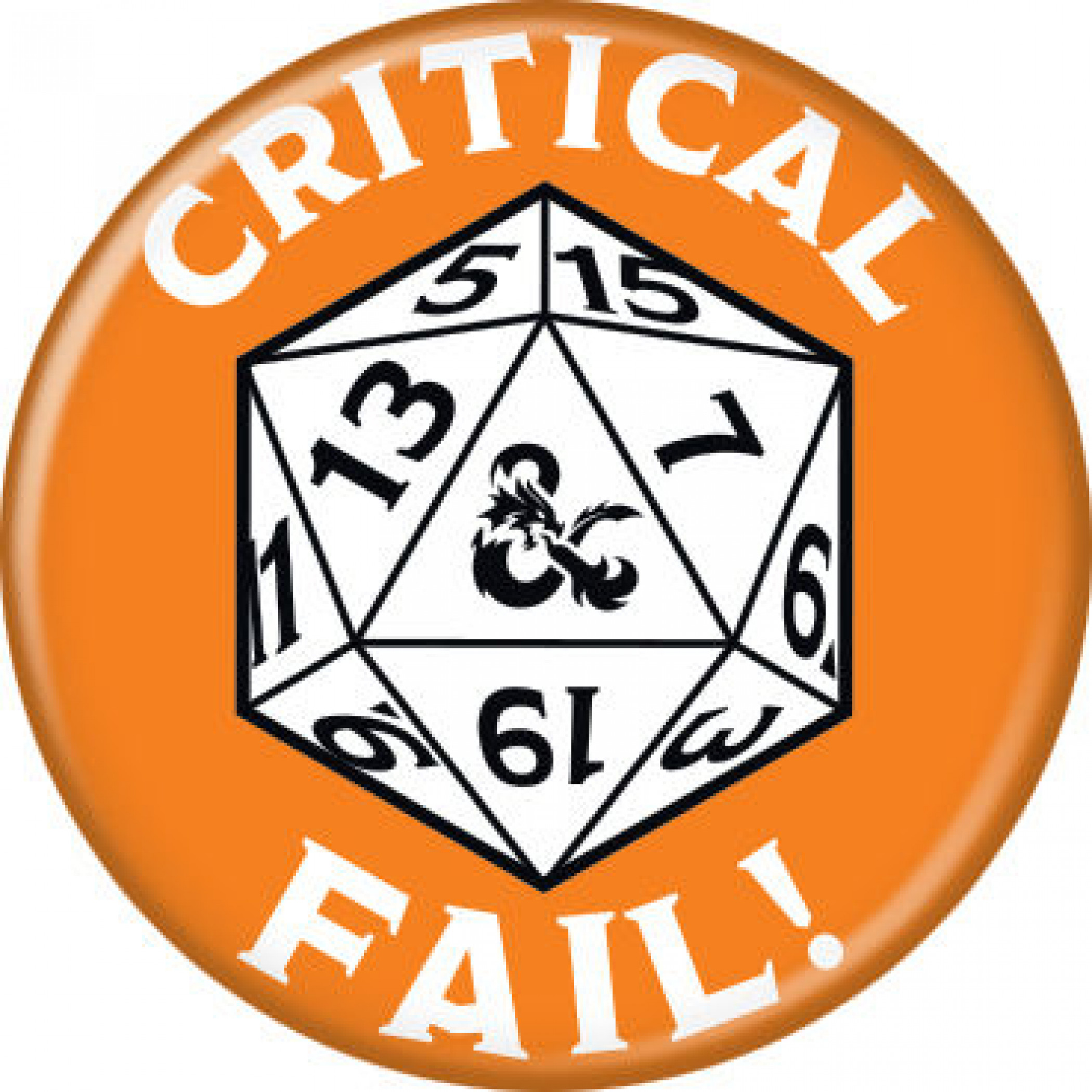 Dungeons & Dragons Critical Fail Orange Licensed 1.25 Inch Button 87993 ...