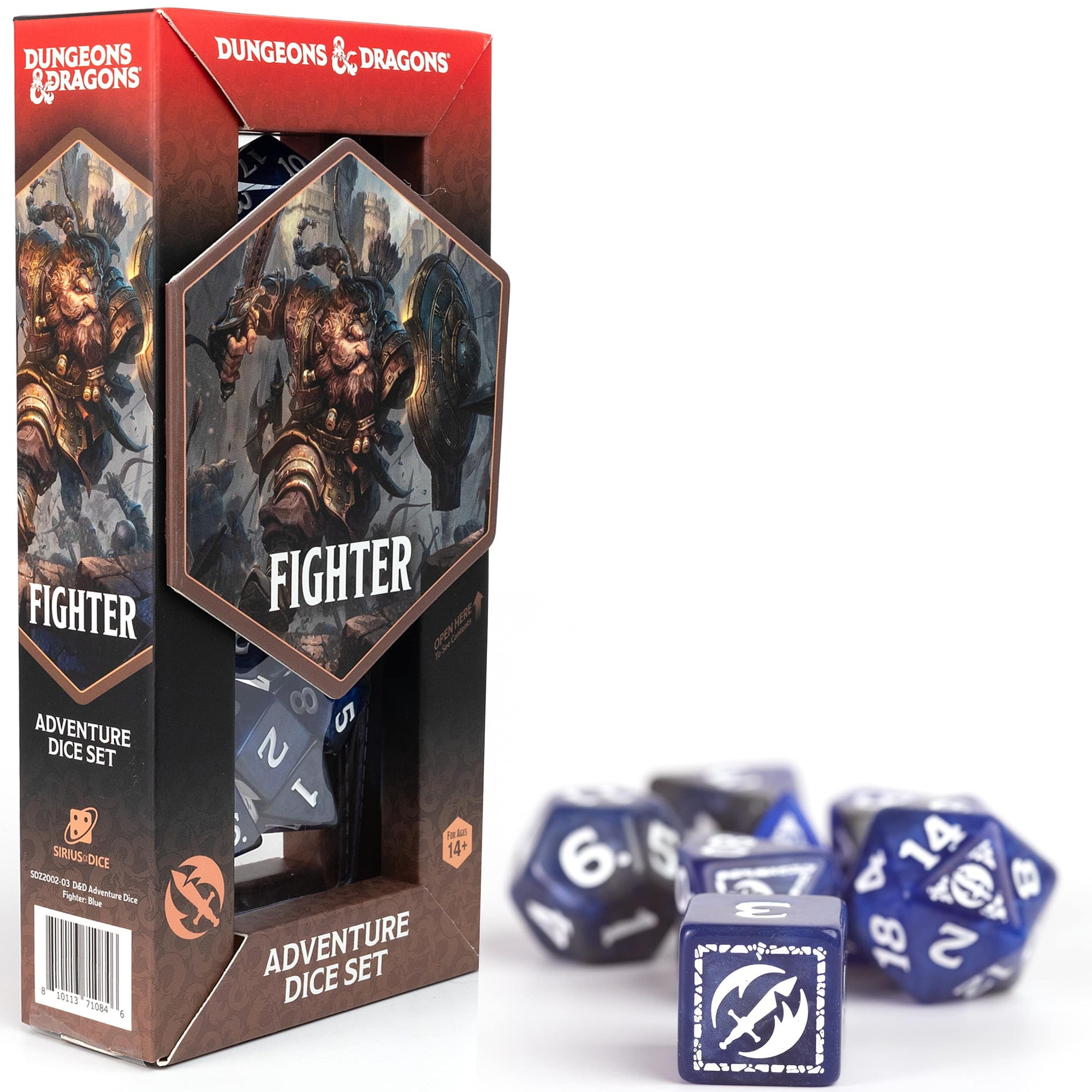 Dungeons & Dragons: D&D Adventure Dice: Fighter - Blue - 17pc RPG Die ...