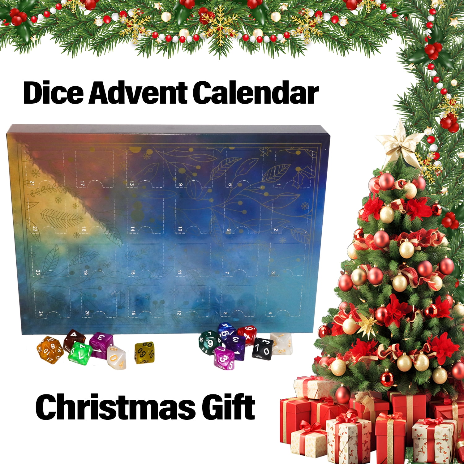 Dice Advent Calendar 24-Day Countdown to Christmas Polyhedral Dice Set ...
