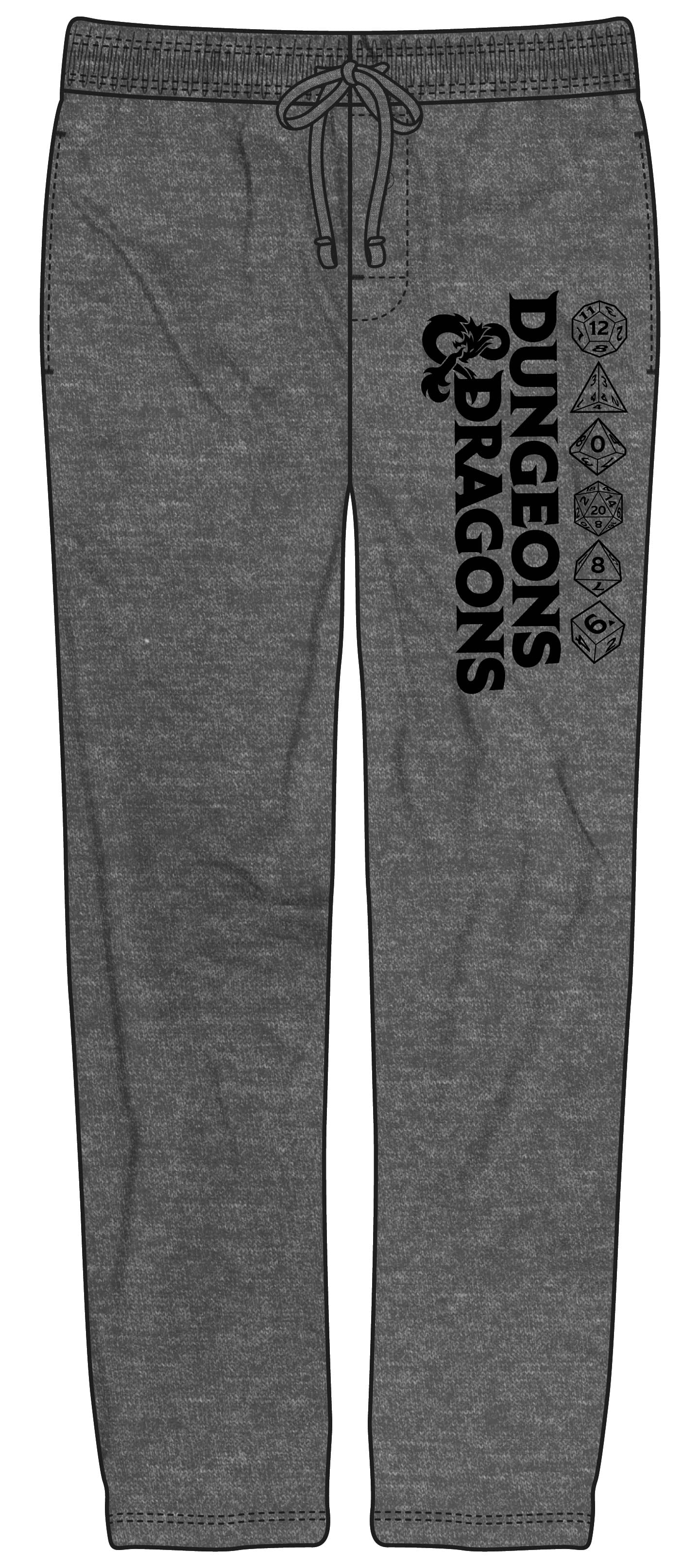 Dungeons & Dragons Logo and Dice Graphic Mens Heather Grey Sleep Pajama ...