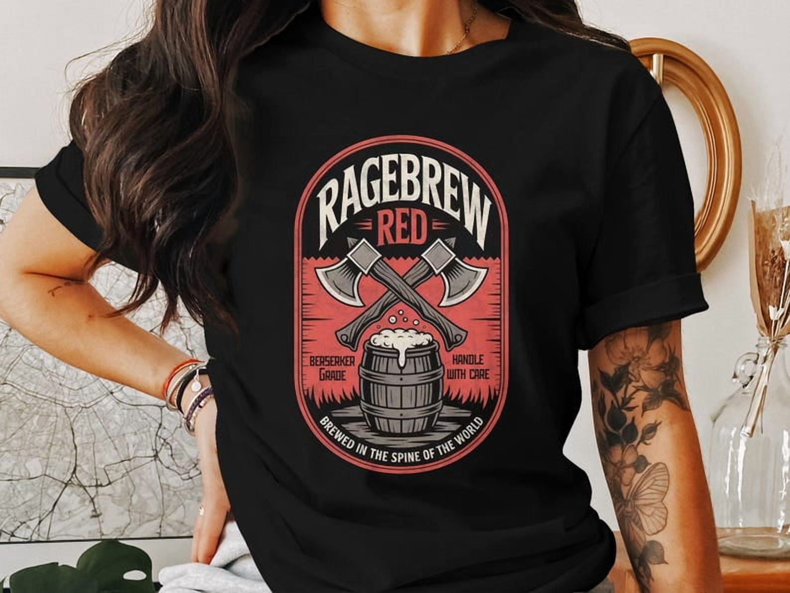 Dungeons & Dragons, Ragebrew Red Barbarian Beer Shirt, Vintage Dnd Ale Label Tee, Blood Red ...