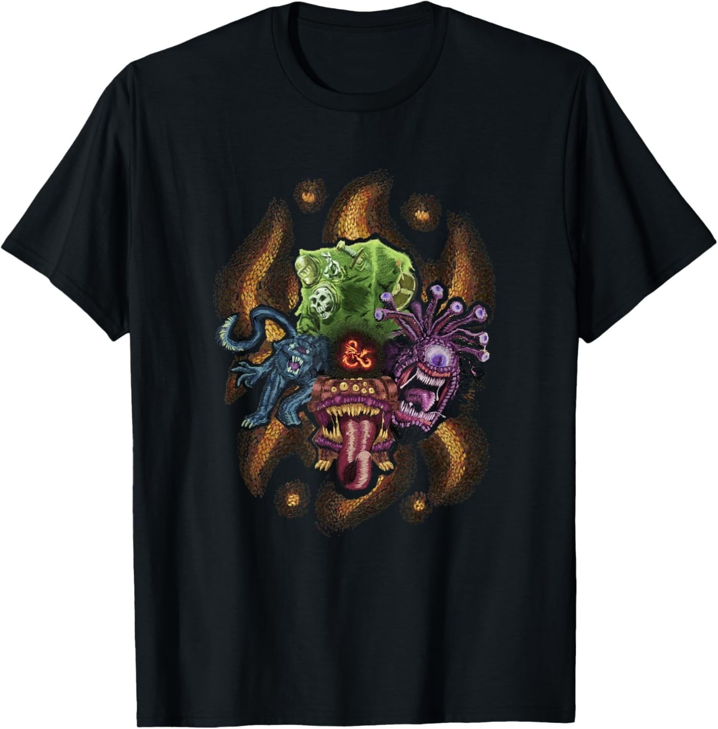 Dungeons & Dragons Vintage Beholder, Mimic, Displacer Beast T-Shirt ...