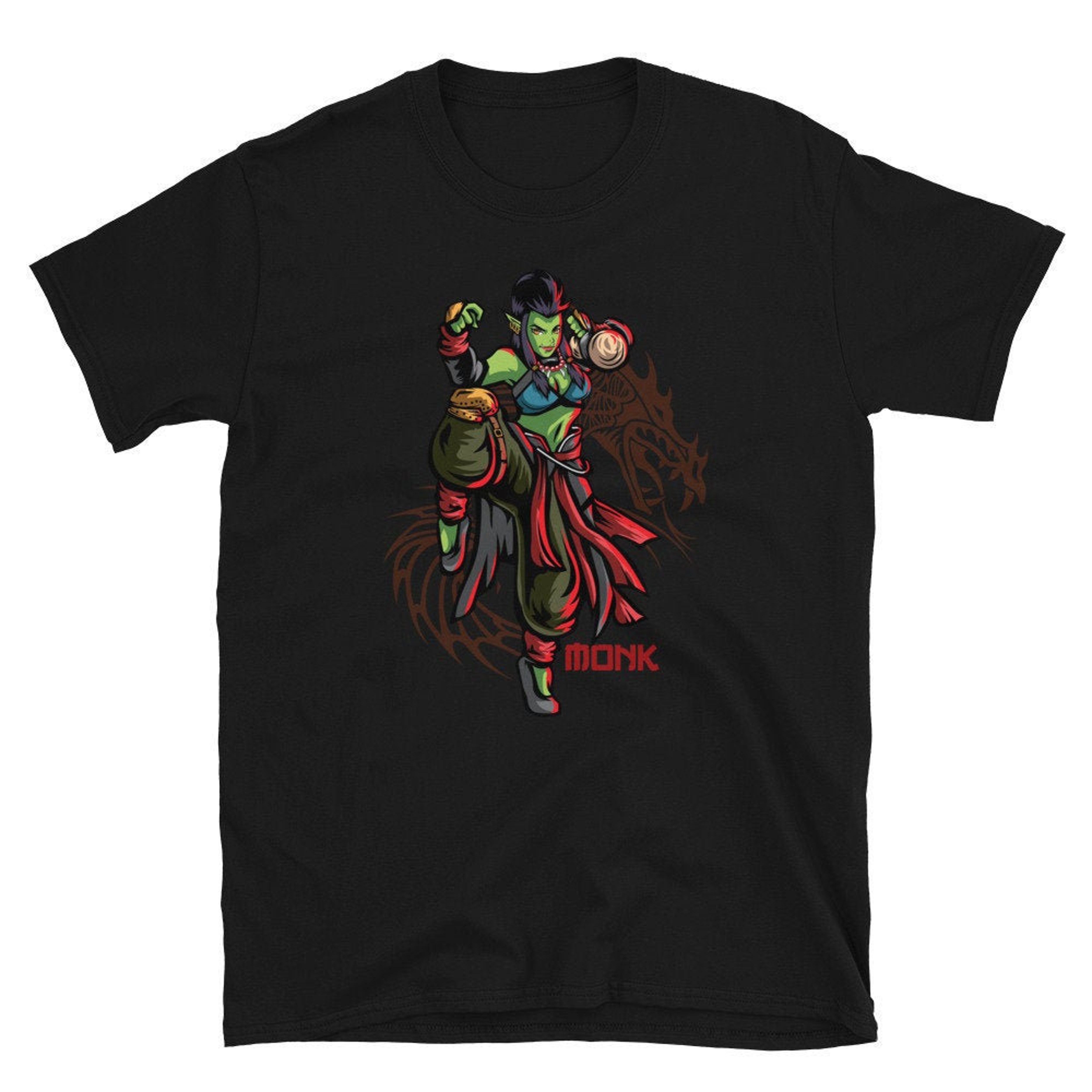 Dungeons Tabletop D20, Half Orc Monk Drunken Master Shirt, DND Inspired ...