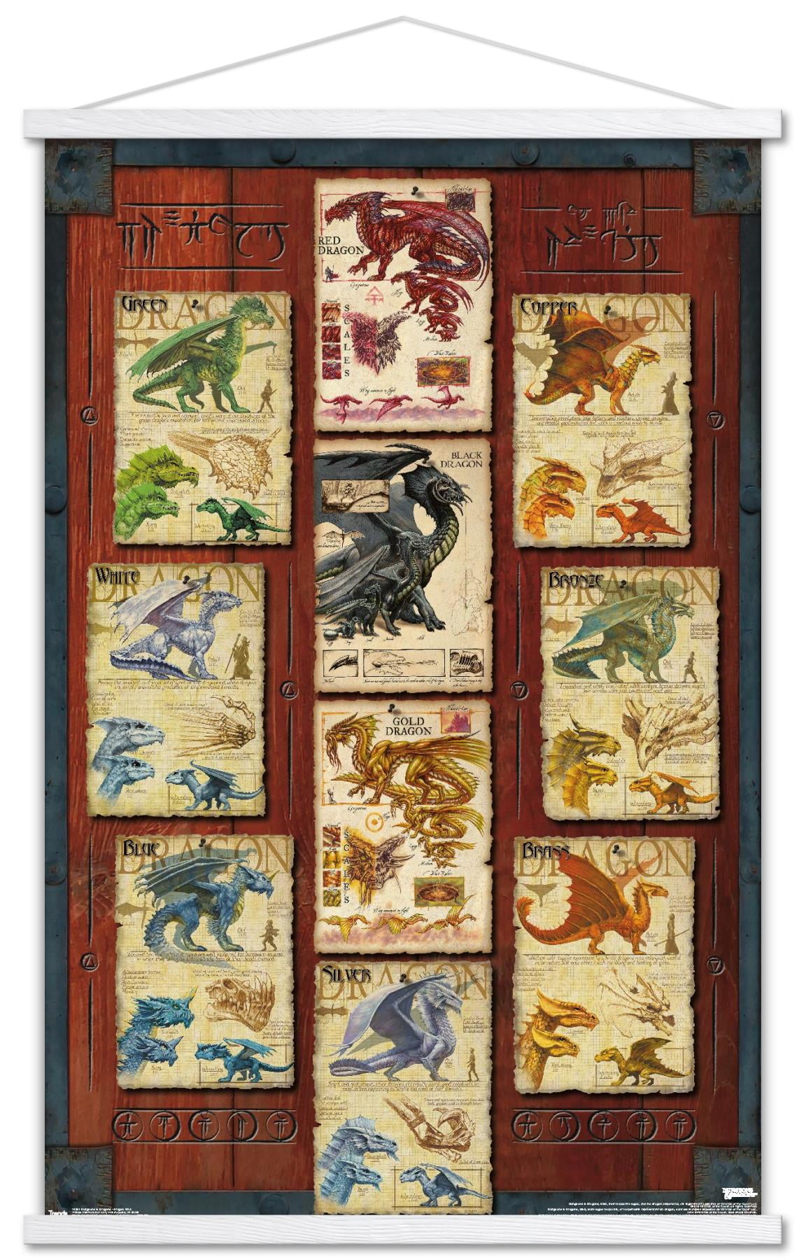 Dungeons and Dragons - Dragon Grid Wall Poster with Wooden Magnetic ...
