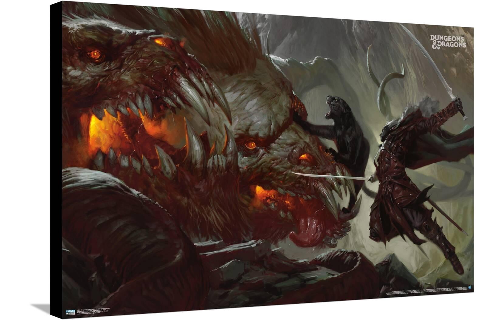 Dungeons and Dragons - Drizzt vs Demogorgon Canvas Wall Poster, 22.375 ...