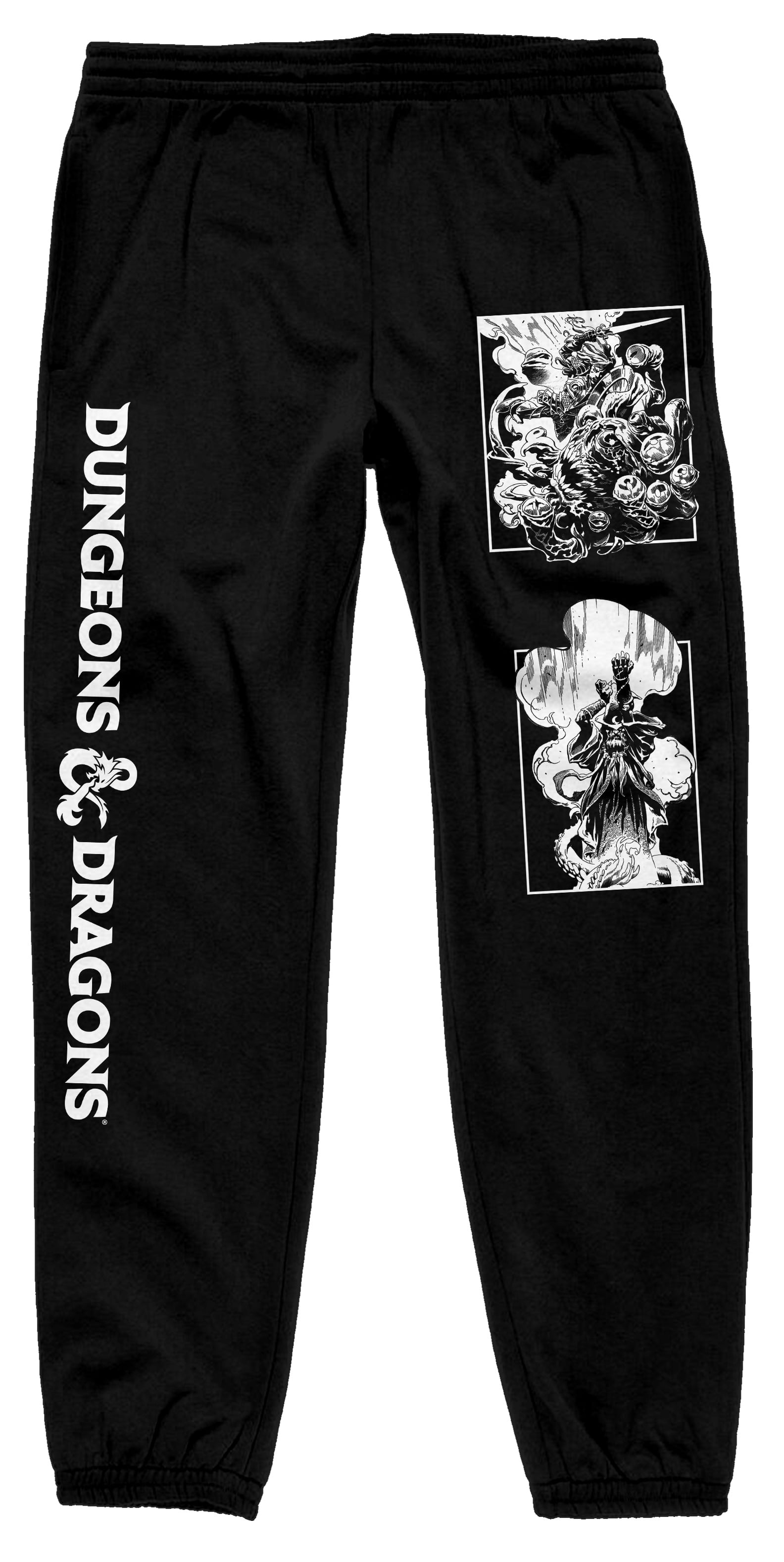 Bioworld Men's Black Sweatpants, Dungeons and Dragons Dice and Logo ...