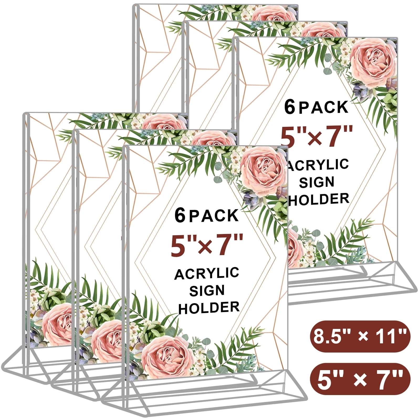 Dungu 6 Pack 5 x 7 Acrylic Sign Holder Vertical T-Shape Double Sided ...
