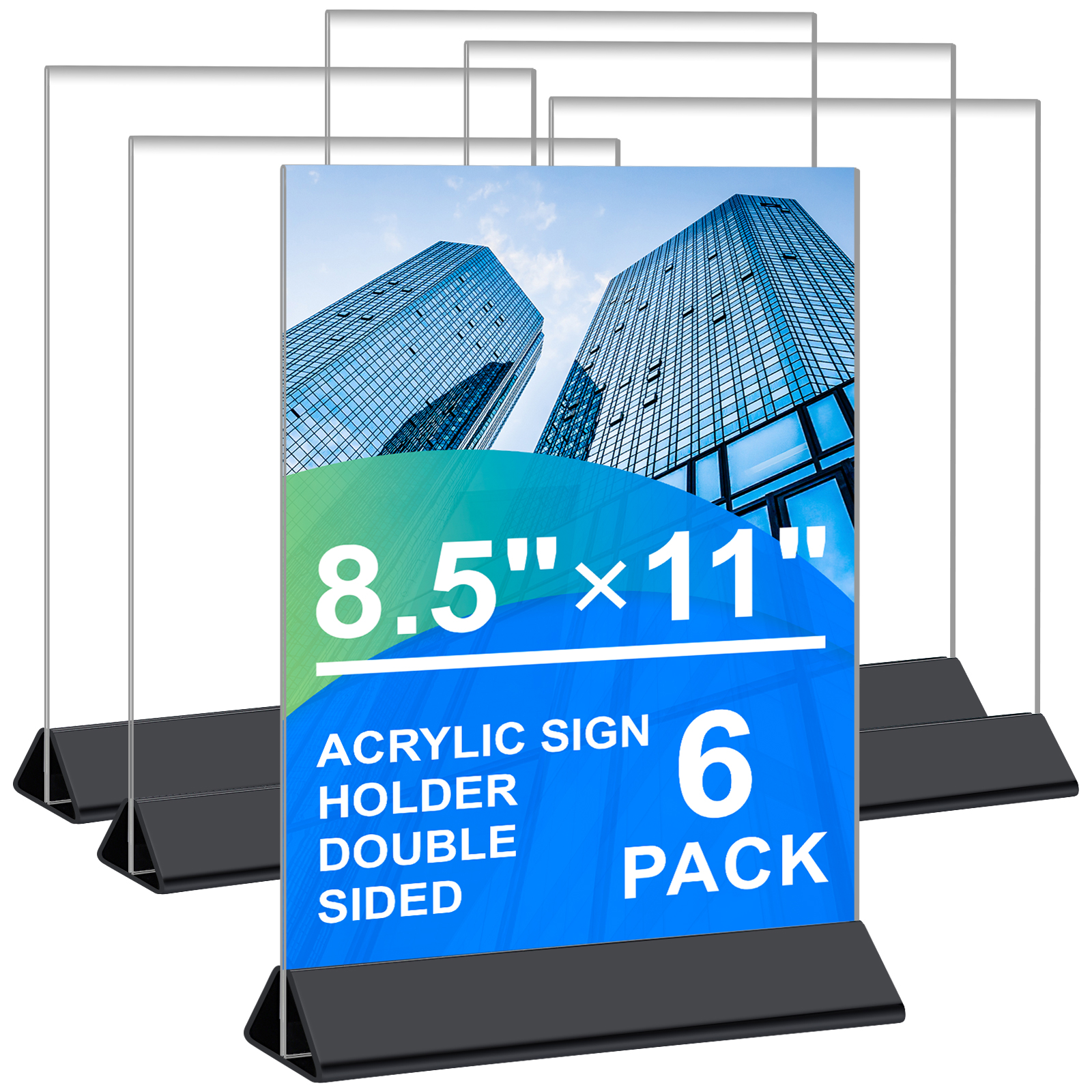 Azar 152714 8.5" W x 11" H Double-Foot Acrylic Sign Holder, 10Pack ...