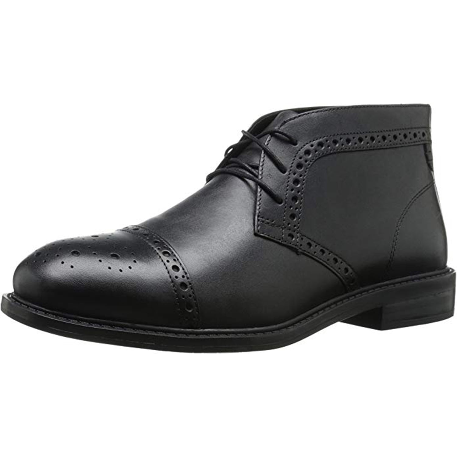 Dunham Men's Gavin-dun Leather Medallion-Toe Man Made Stacked Heel ...