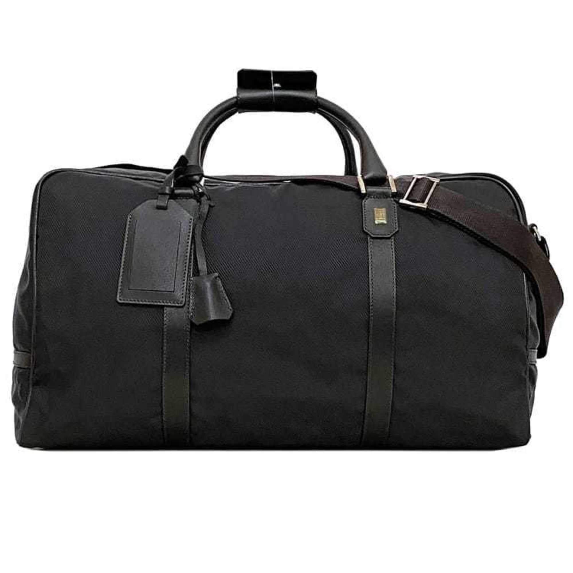 Pre-Owned Dunhill 2-way Boston bag f-22403 Black Sidecar Canvas Leather ...