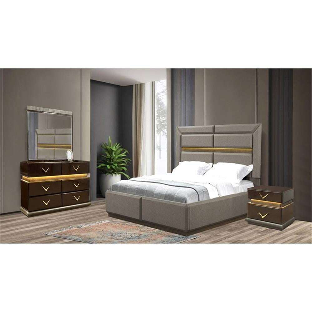 Dunhill Modern Style 4 Pc Queen Bedroom Set Made with Wood in Brown ...