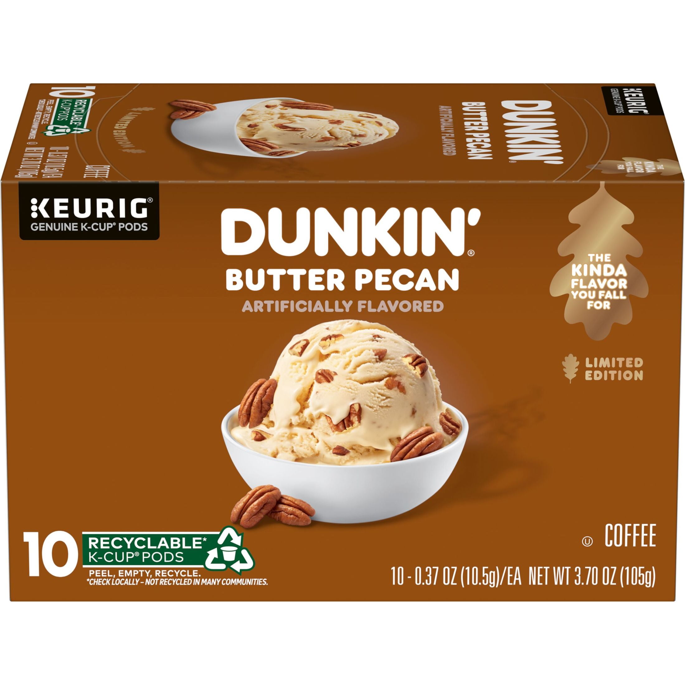 Dunkin’ Butter Pecan Artificially Flavored Coffee, K-Cup Pods, 10 Ct ...