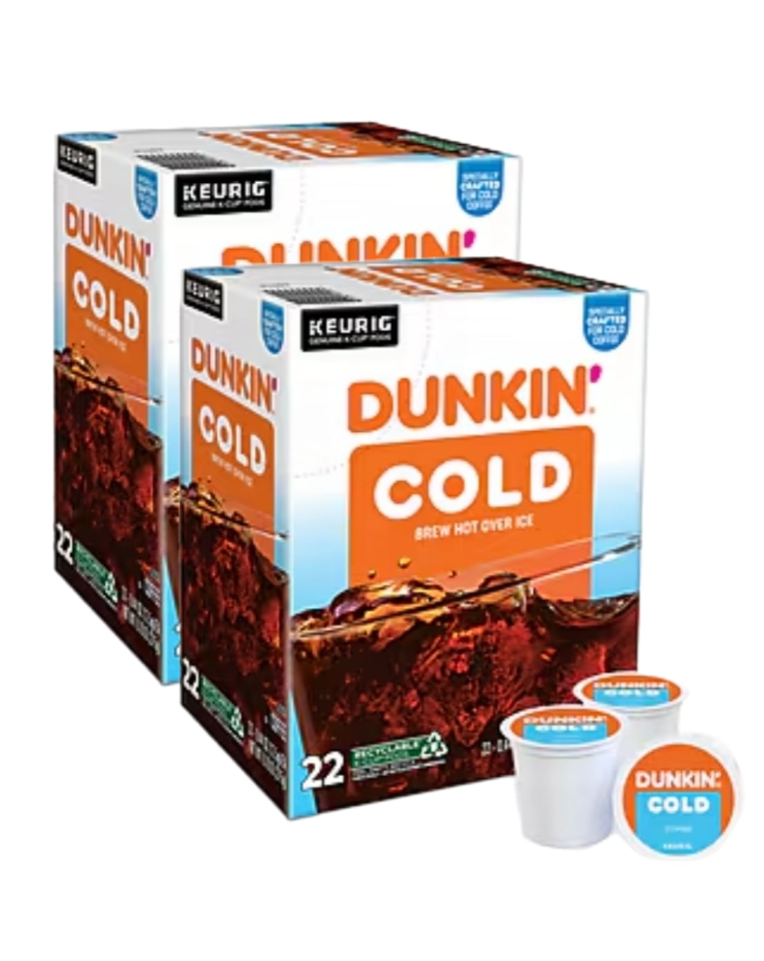 Dunkin Cold Brew Hot Over Ice Coffee K Cups 2 Pack, Each Box Contains ...