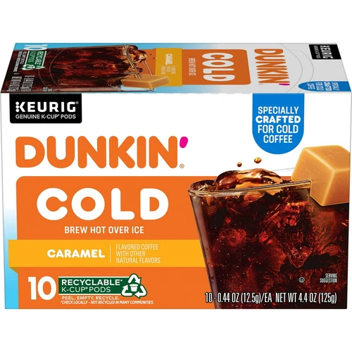 Dunkin’ Cold Caramel Flavored Coffee, K Cup Pods, 10 Count Box ...