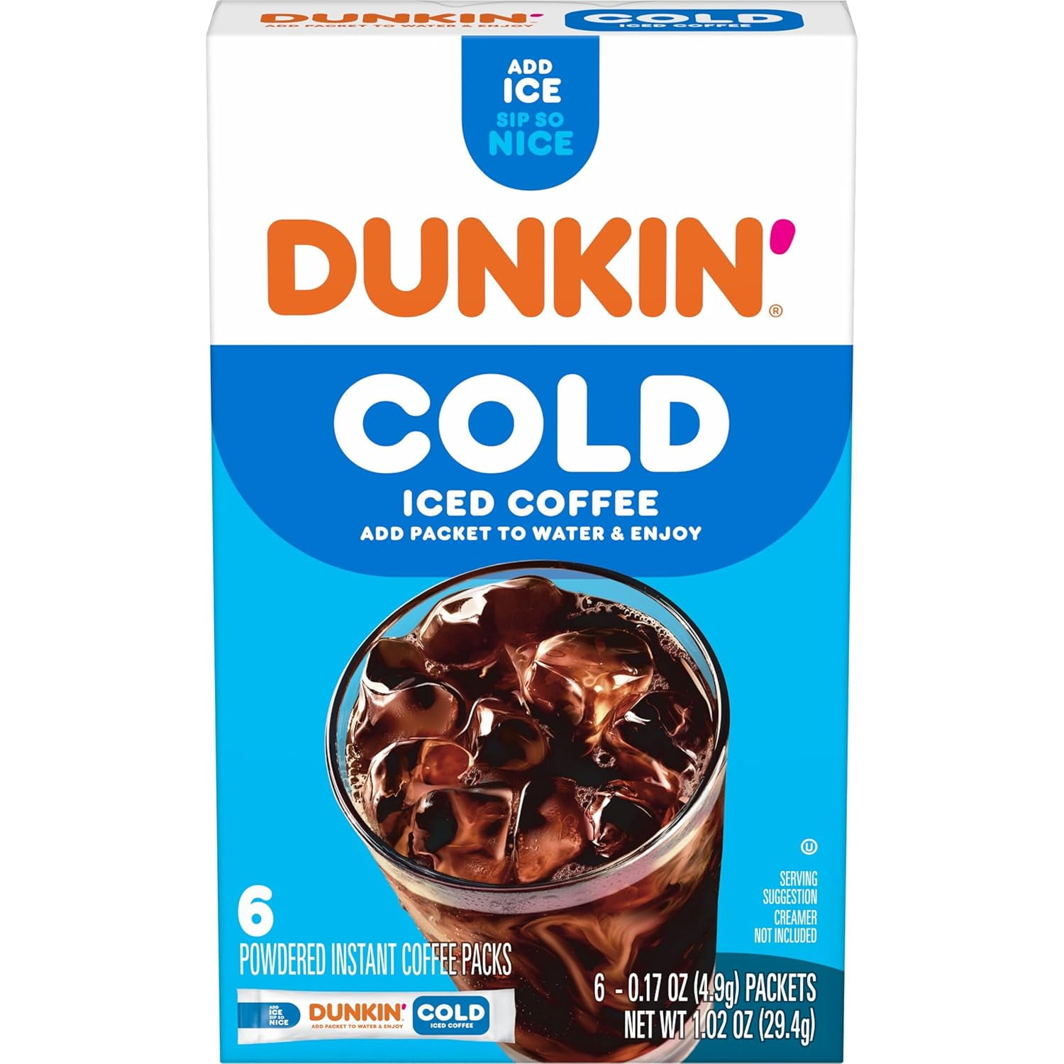 Dunkin’ Cold Iced Coffee, Powdered Instant Coffee Packs, 6 count ...