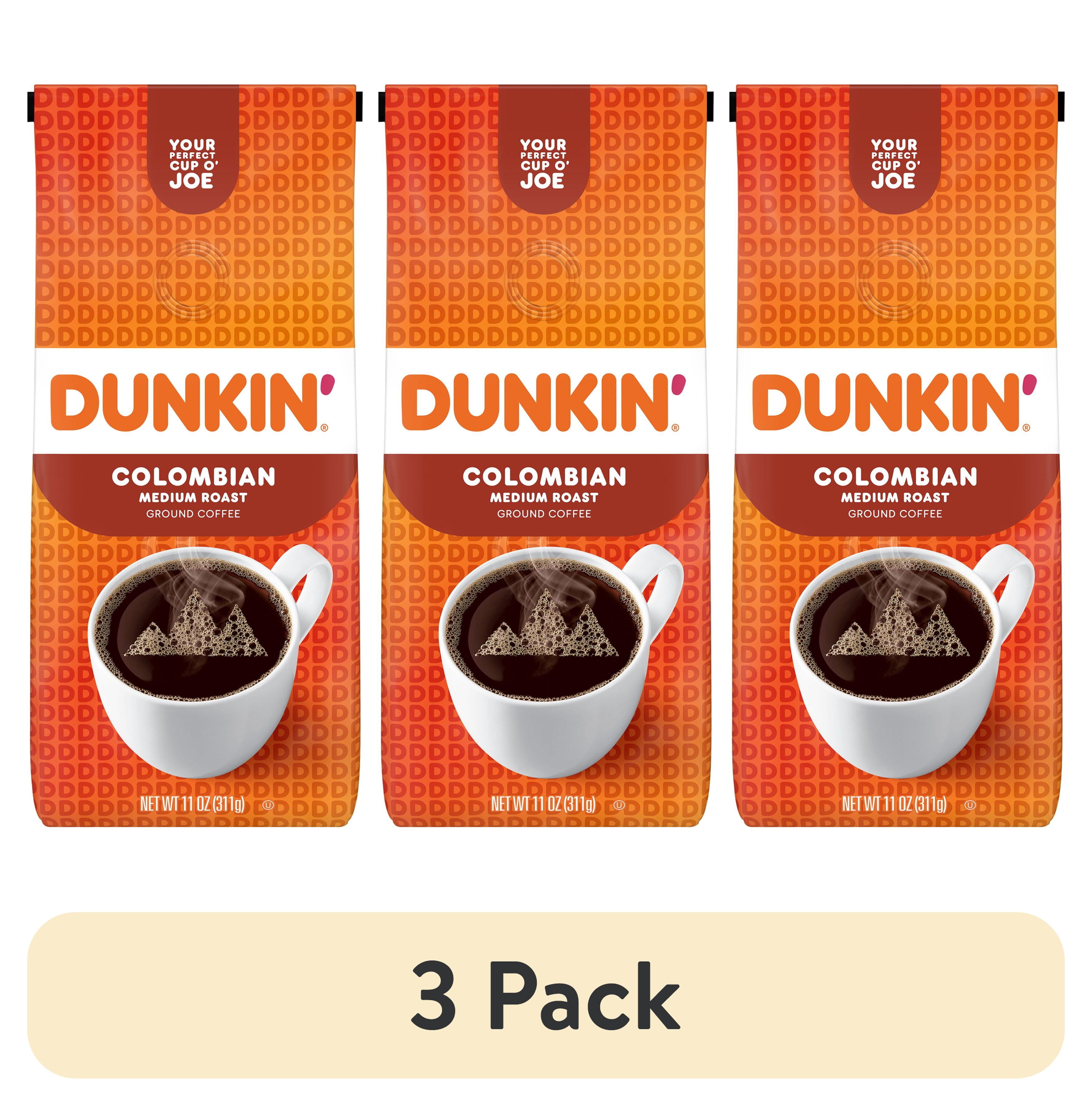 (3 pack) Dunkin’ Colombian Medium Roast Ground Coffee, 11 oz Bag ...