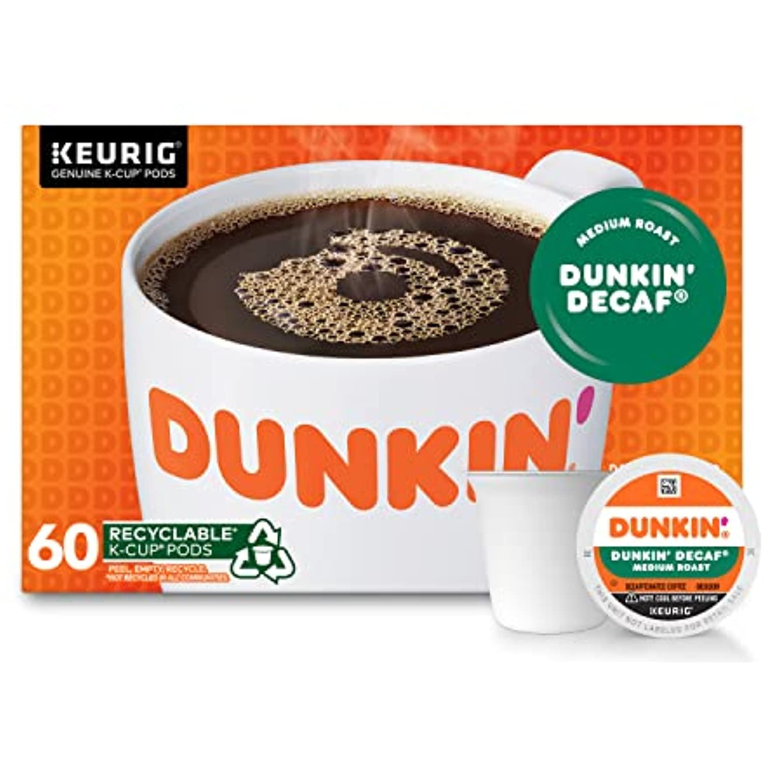 Dunkin Decaf Medium Roast Coffee, 60 Keurig K-Cup Pods - Walmart.com