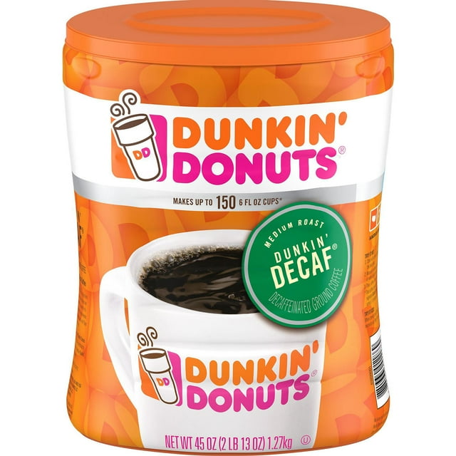 Dunkin Decaf Ground Coffee, Medium Roast, 45 oz for Office - Walmart ...