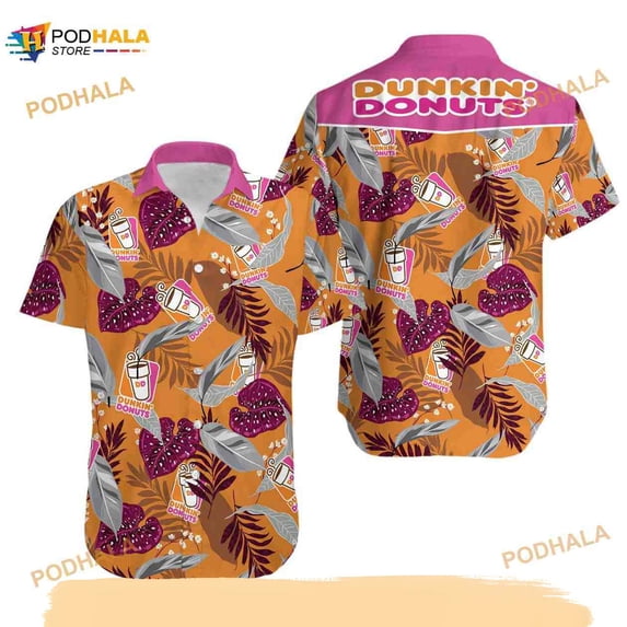 Dunkin Donuts Food Hawaiian Shirt, Tropical Flower Aloha Shirt ...
