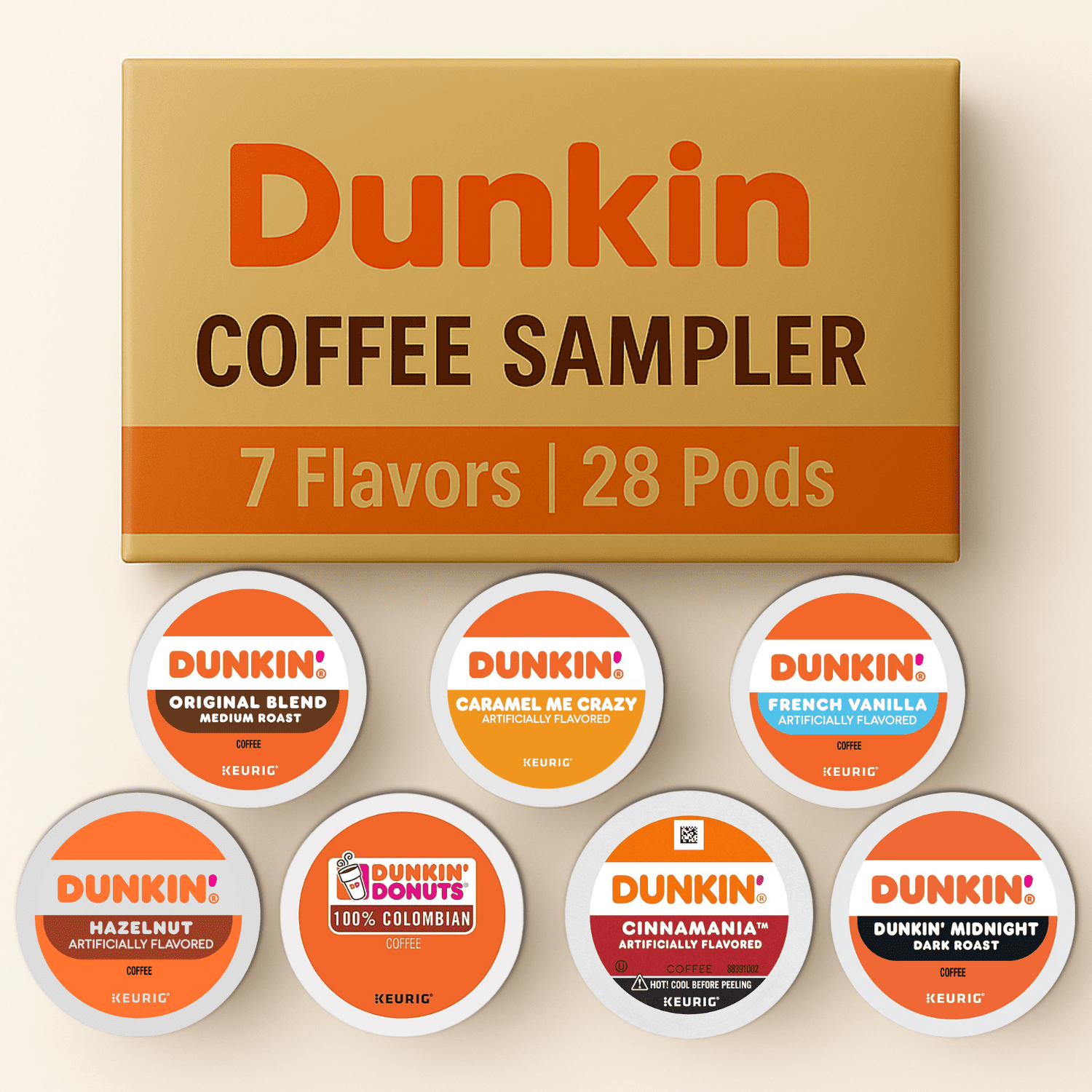 Dunkin' Donuts K-Cup Variety Pack: 28 Keurig Coffee Pods, 7 Flavors ...