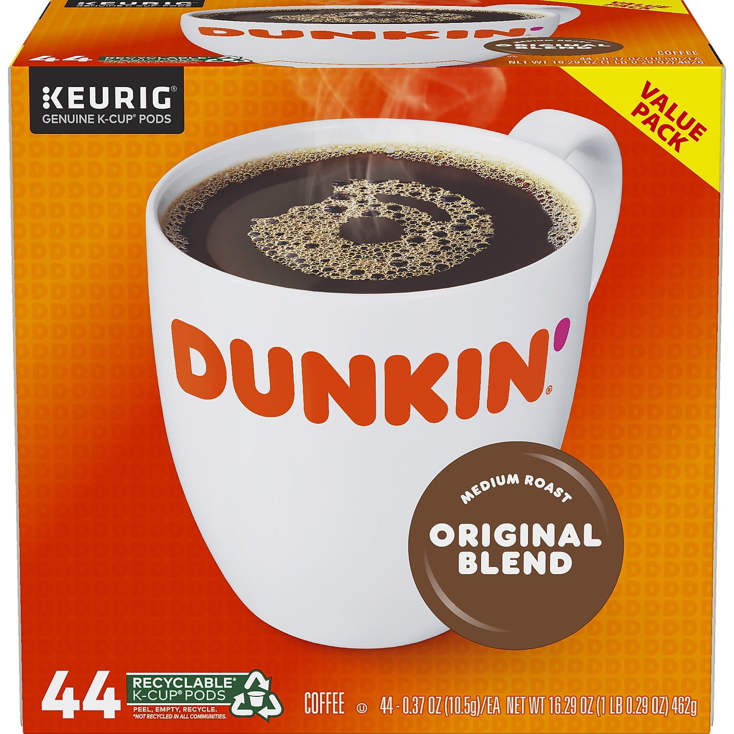 Dunkin', Original Blend K-Cup Pods, Medium Roast Coffee, 0.37 oz, 44 ...