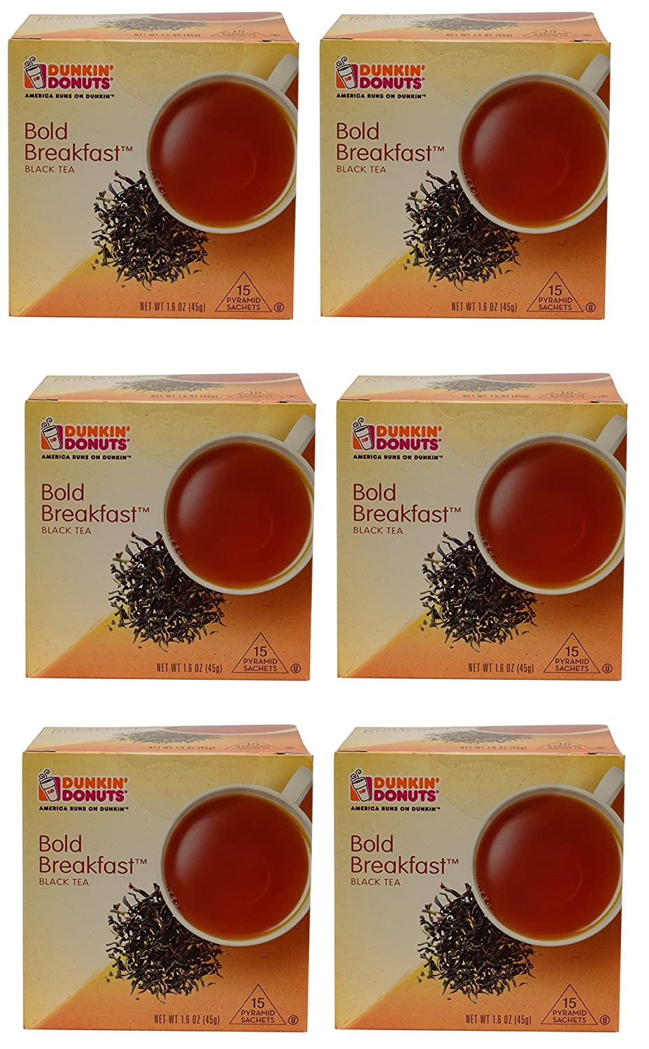 Dunkin' Donuts Bold Breakfast Black Tea Pyramid Sachet - 6 Pack (90 ...