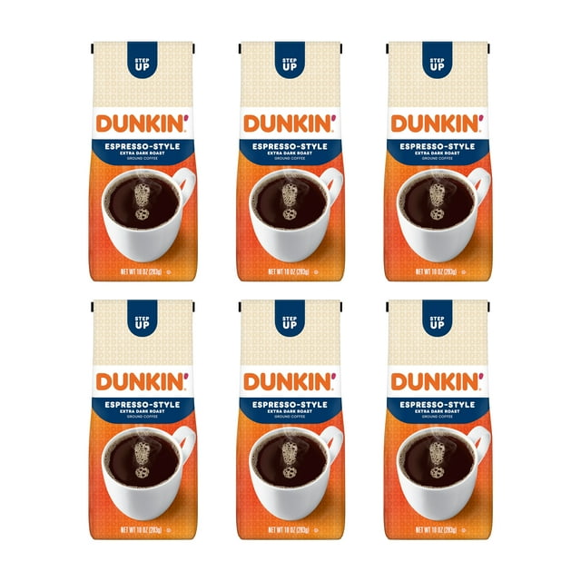 Dunkin' Espresso-Style Extra Dark Roast Ground Coffee, 10 Ounce Bag ...