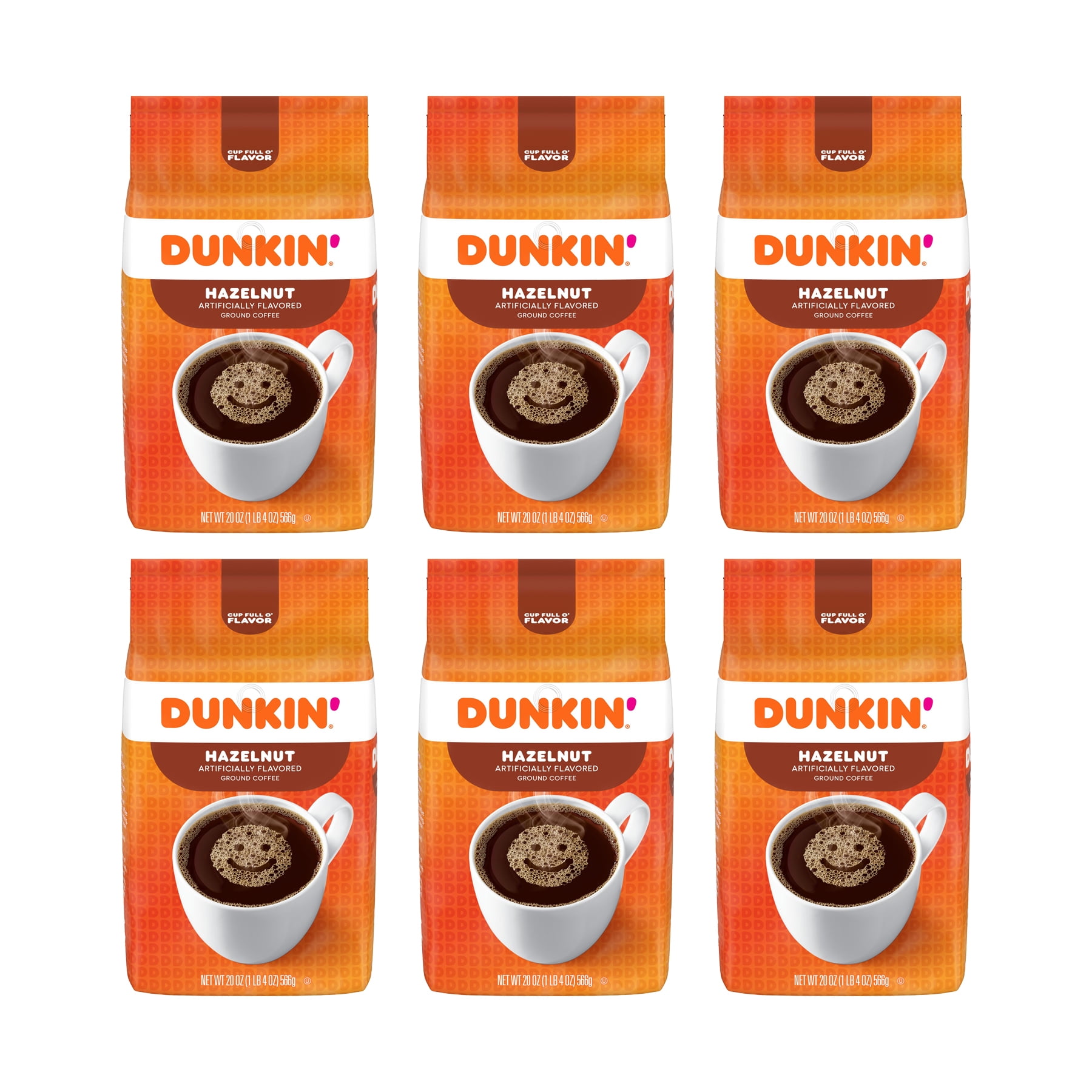 Dunkin' Hazelnut Flavored Ground Coffee, 20 Ounce (Pack of 6) - Walmart.com