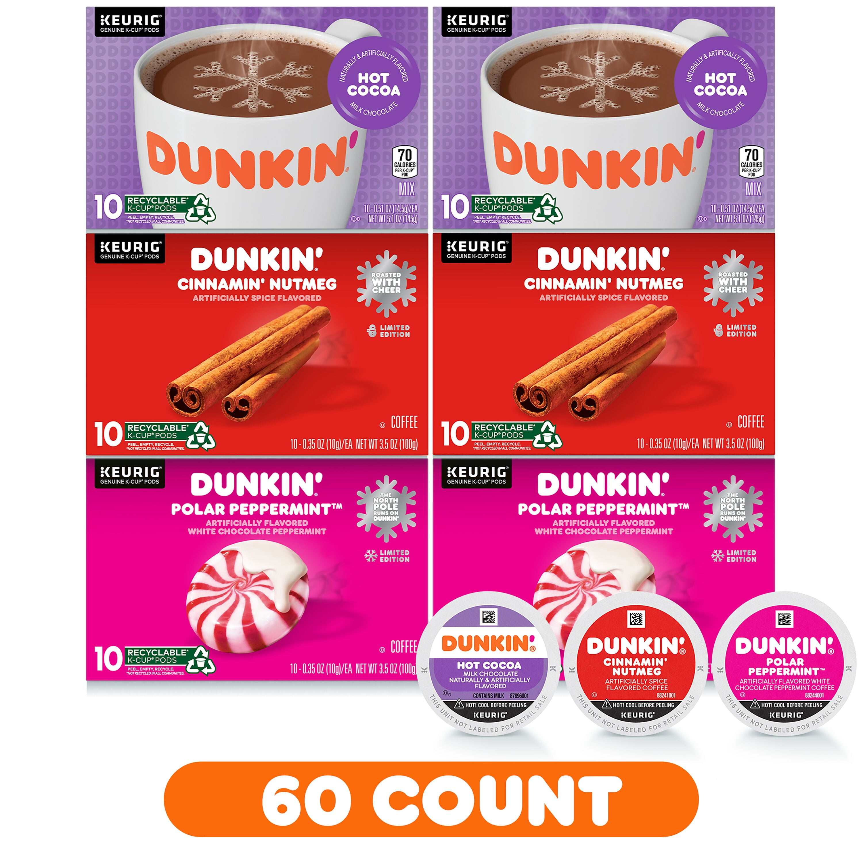 Dunkin' Milk Chocolate Hot Cocoa K-Cup Pods, 10 Count, Cozy Family ...