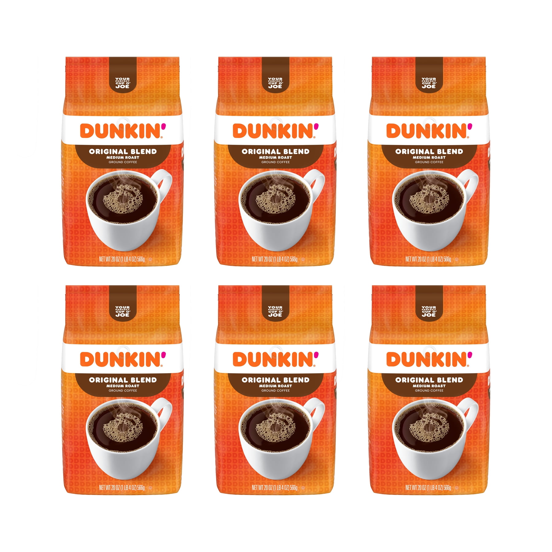 Dunkin' Original Blend Ground Coffee, Medium Roast, 20 Ounce (Pack of 6 ...