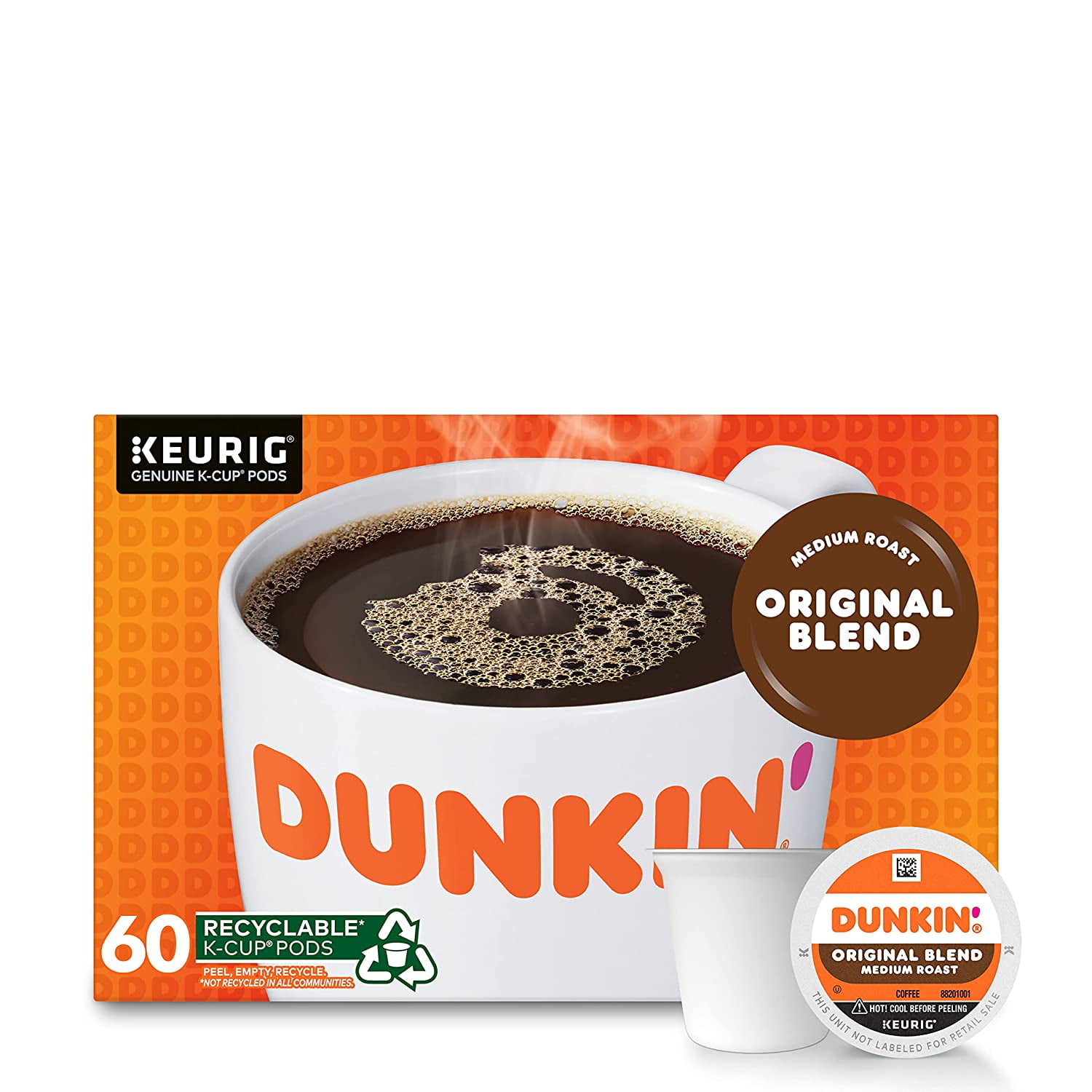 Dunkin' Original Blend Medium Roast Coffee, 60 Keurig K-Cup Pods ...