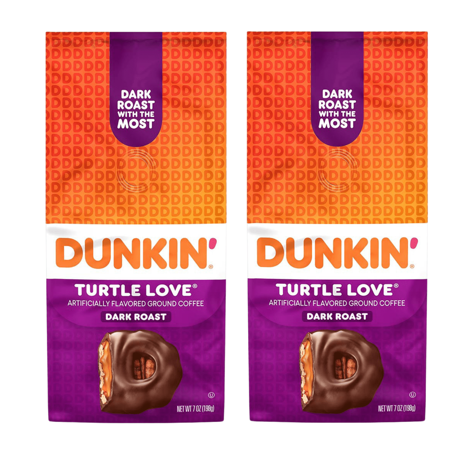 Dunkin’ Turtle Love Dark Roast Ground Coffee, 7 oz each, 2 Pack Bundle ...