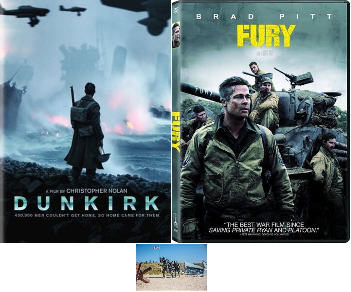 Dunkirk and Fury Brad Pitt World War Two Action Double Feature 2 DVD ...
