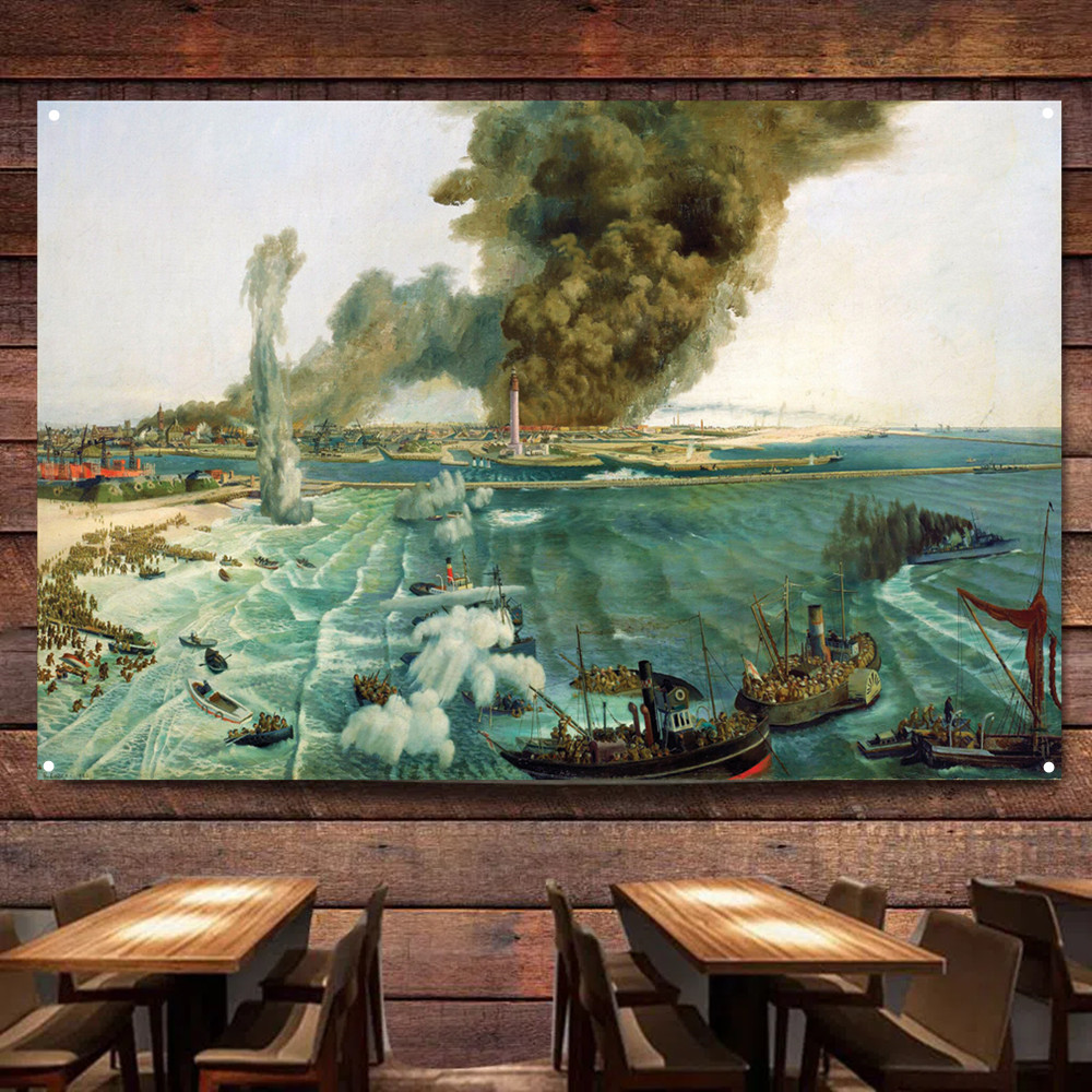 Dunkirk landing operation Tapestry Wall Art Flag World War II Military ...