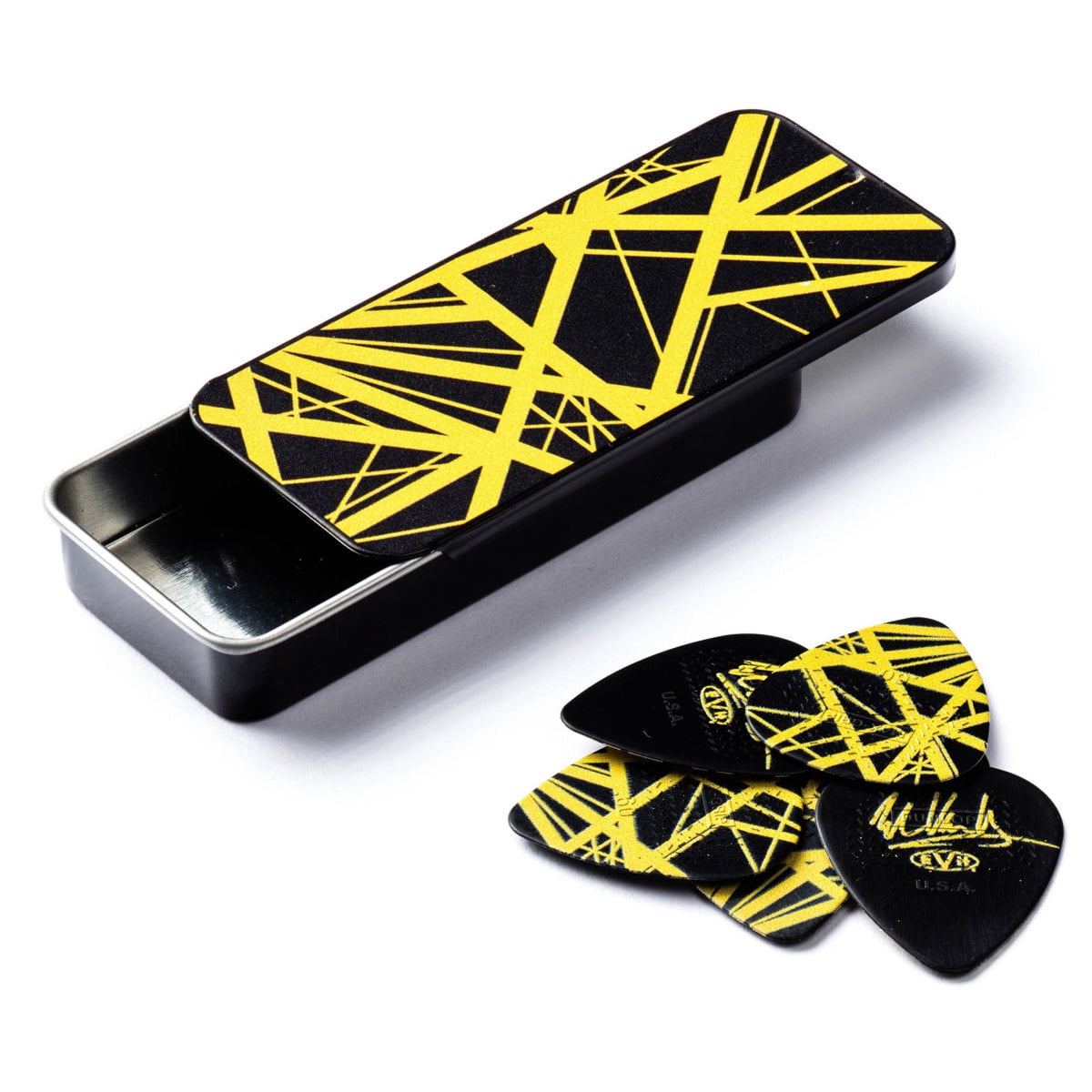 Dunlop EVH VH II Guitar Picks, .60mm Gauge, Yellow/Black, 6-Pack (Tin ...