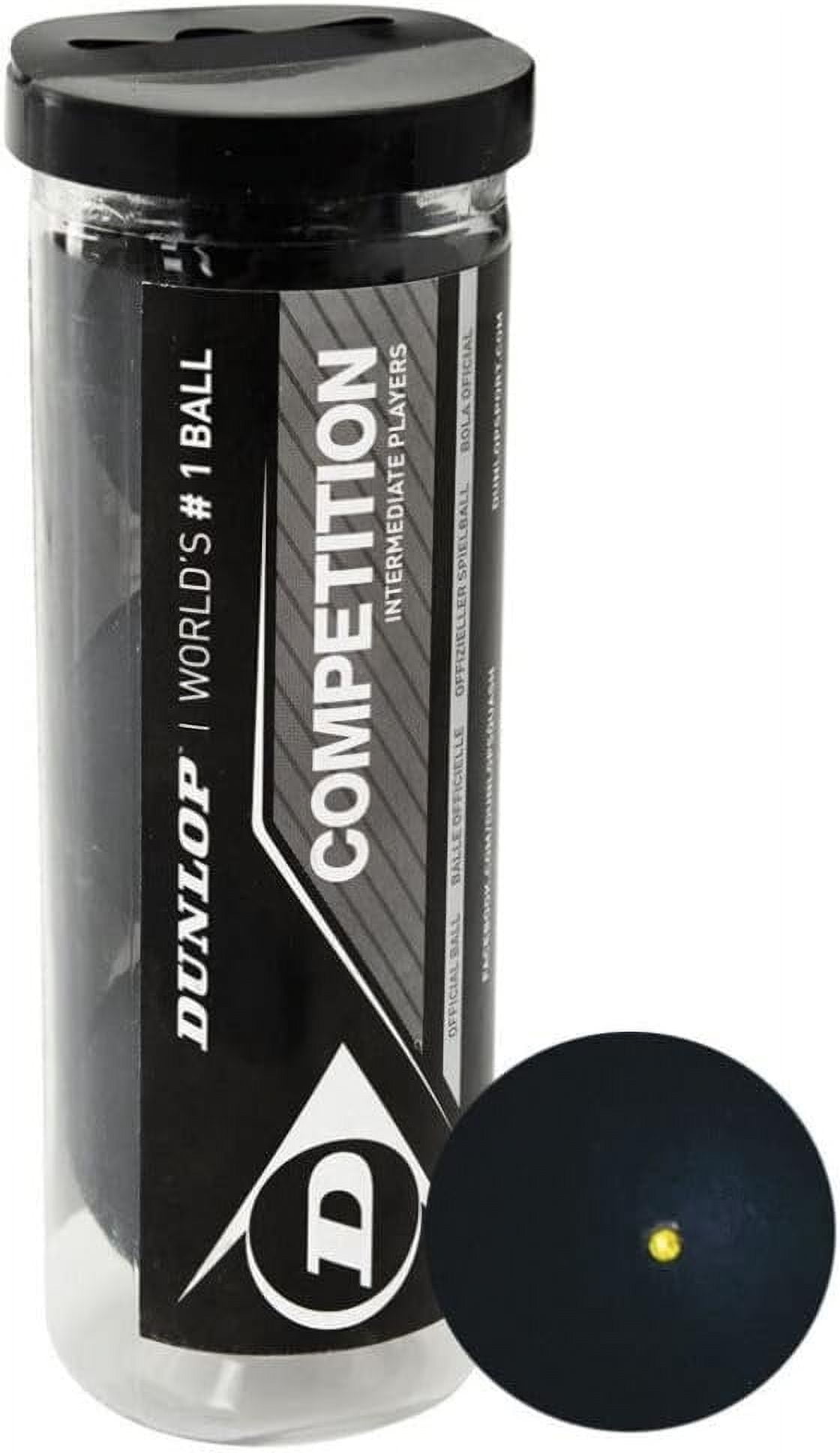 Dunlop Sports Competition Squash Ball, Single Yellow Dot, 3-Ball Tube ...