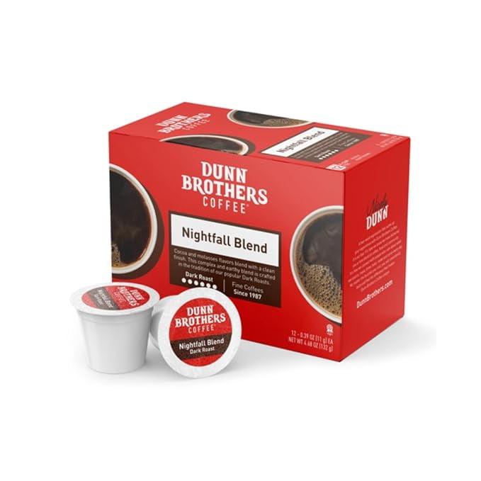 Dunn Brothers Single K-Cup Coffee Pods, Dark Roast Nightfall Blend, 12 ...