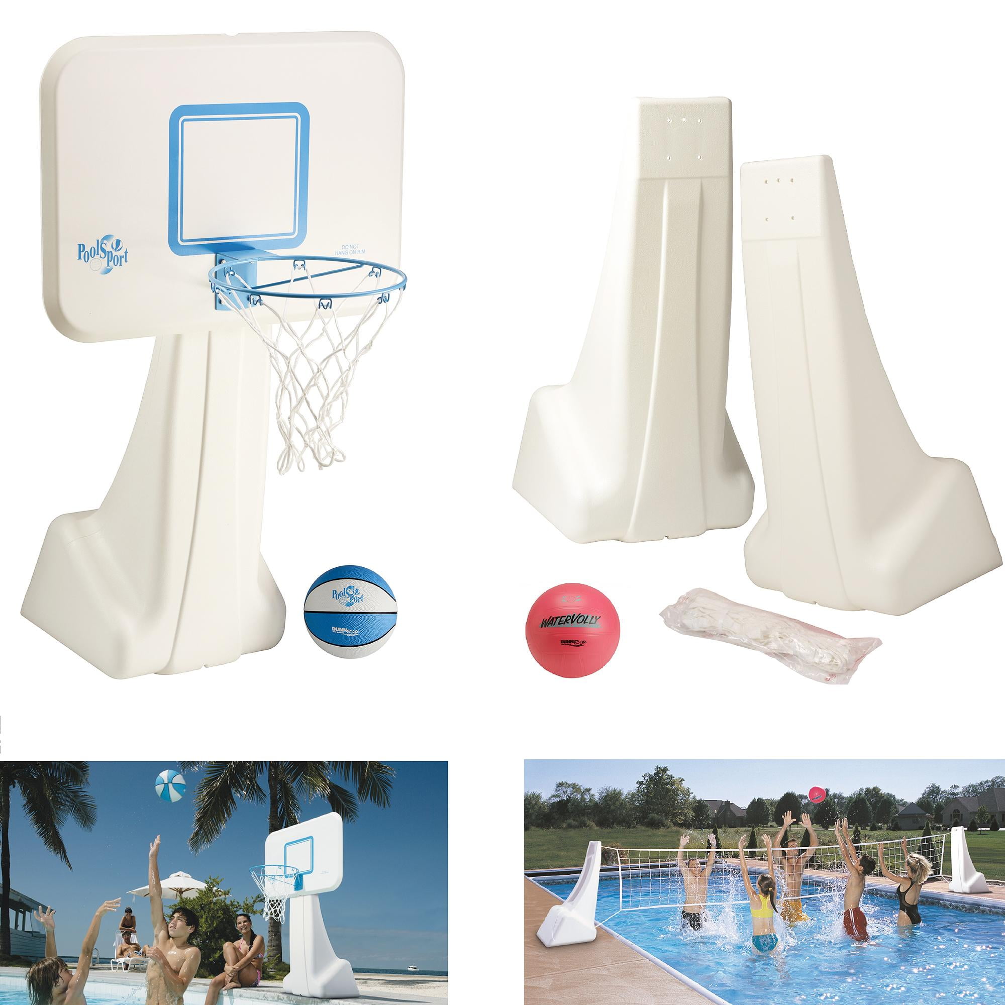 Dunn Rite PoolSport Stainless Combo: Portable Pool Volleyball Net ...