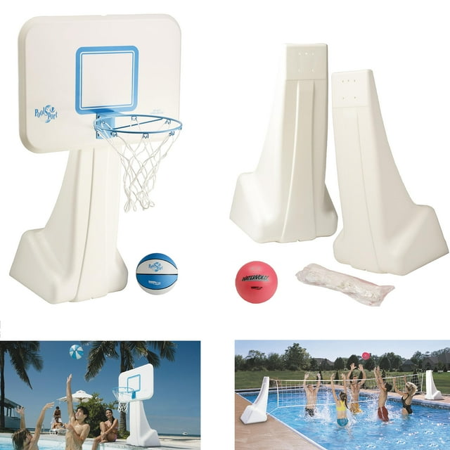 Dunn Rite PoolSport Stainless Combo: Portable Pool Volleyball Net ...