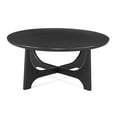 Dunnigan Round Black Wood Cocktail Table with X-Shaped Base and ...