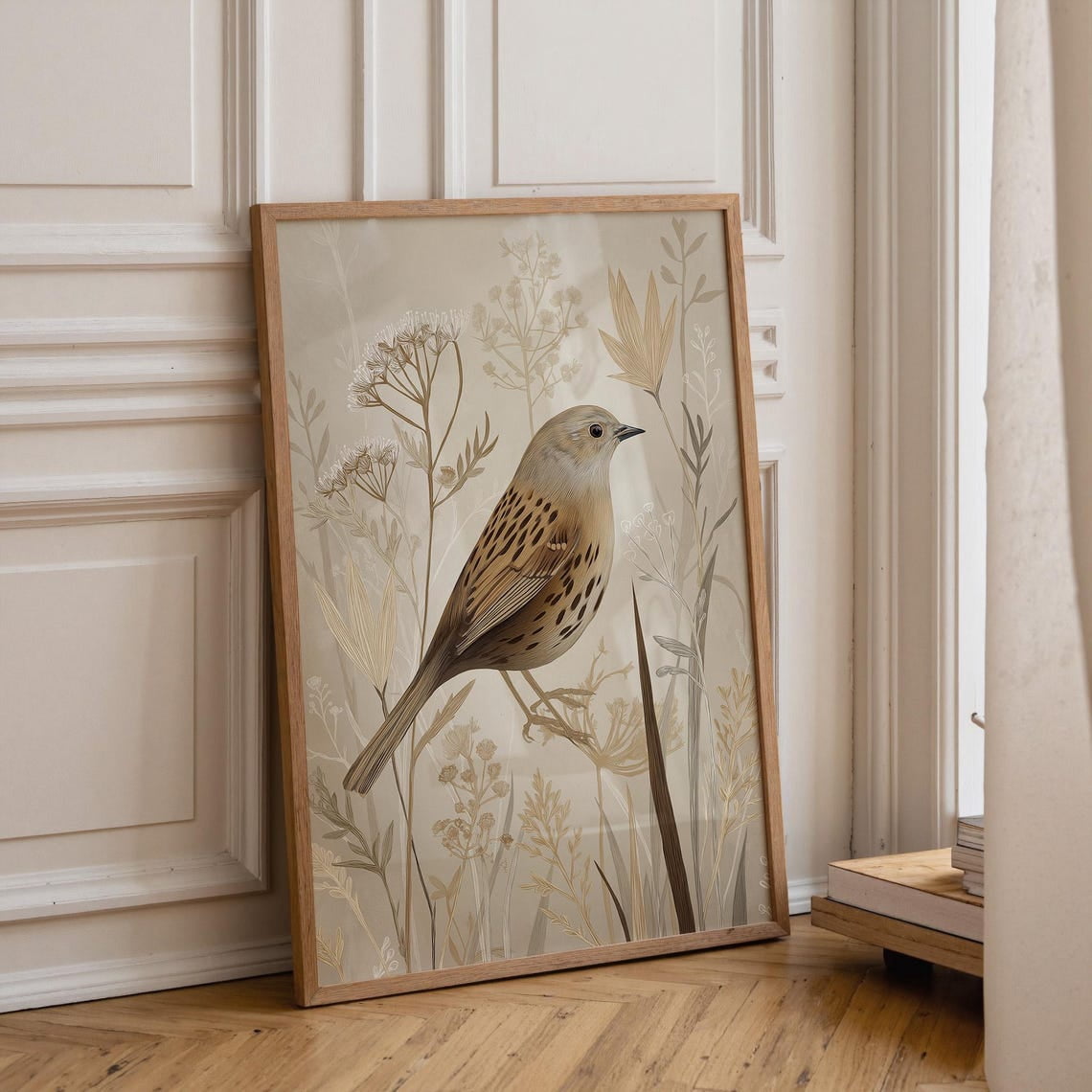 Dunnock Bird Neutral Botanical Minimalist Cottagecore Poster Unframed ...