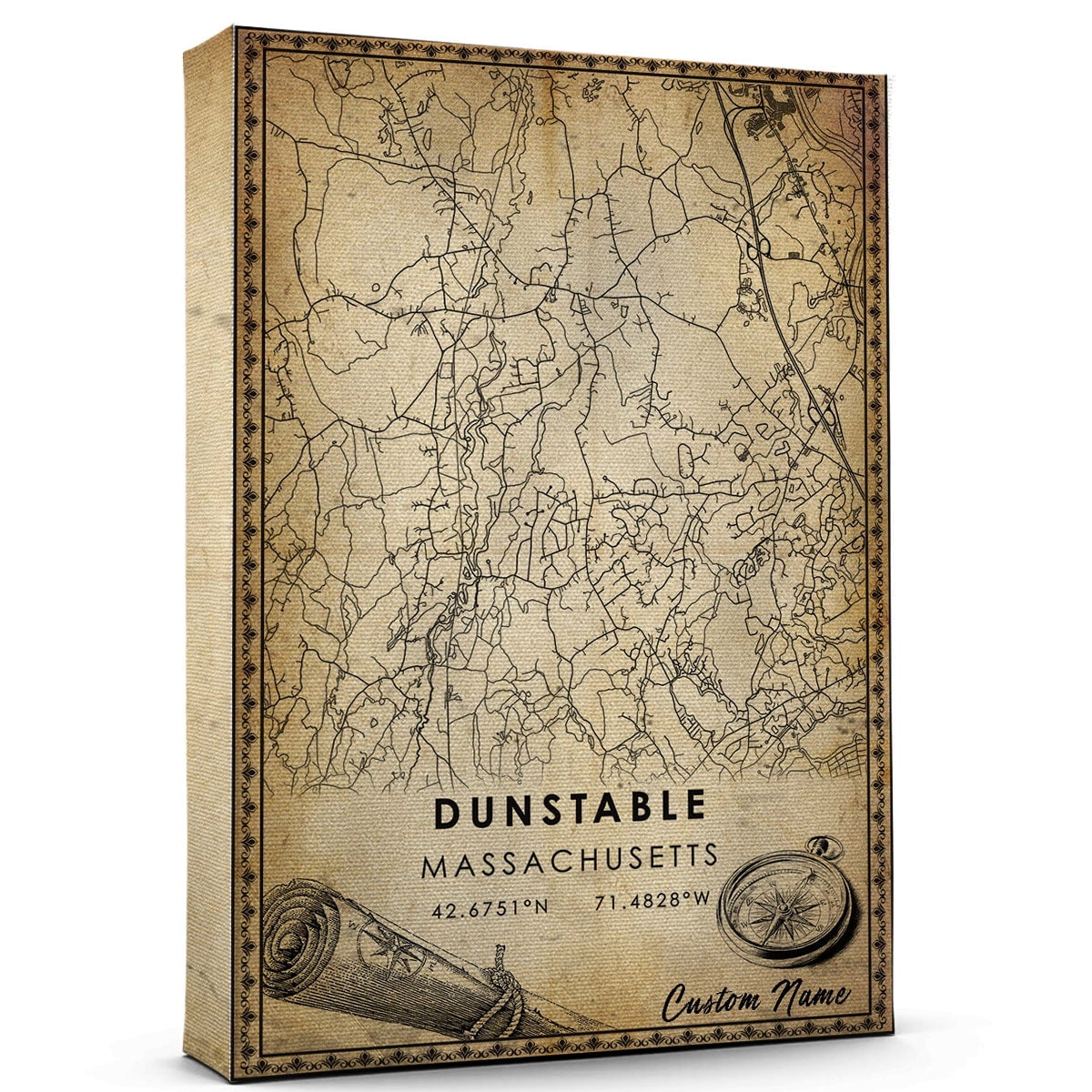 Dunstable Map Poster, Massachusetts Map Art Poster, Canvas, Dunstable ...