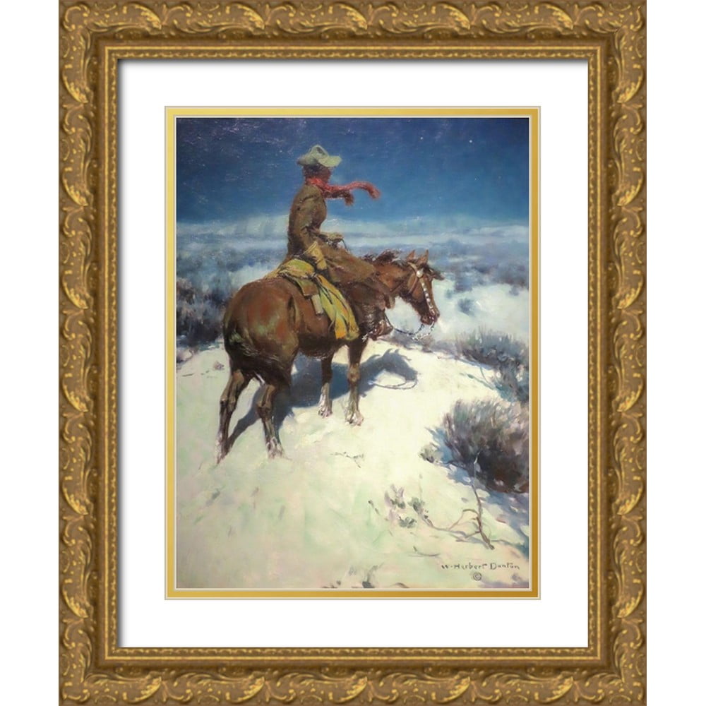 Dunton, William Herbert 15x18 Gold Ornate Wood Framed with Double ...