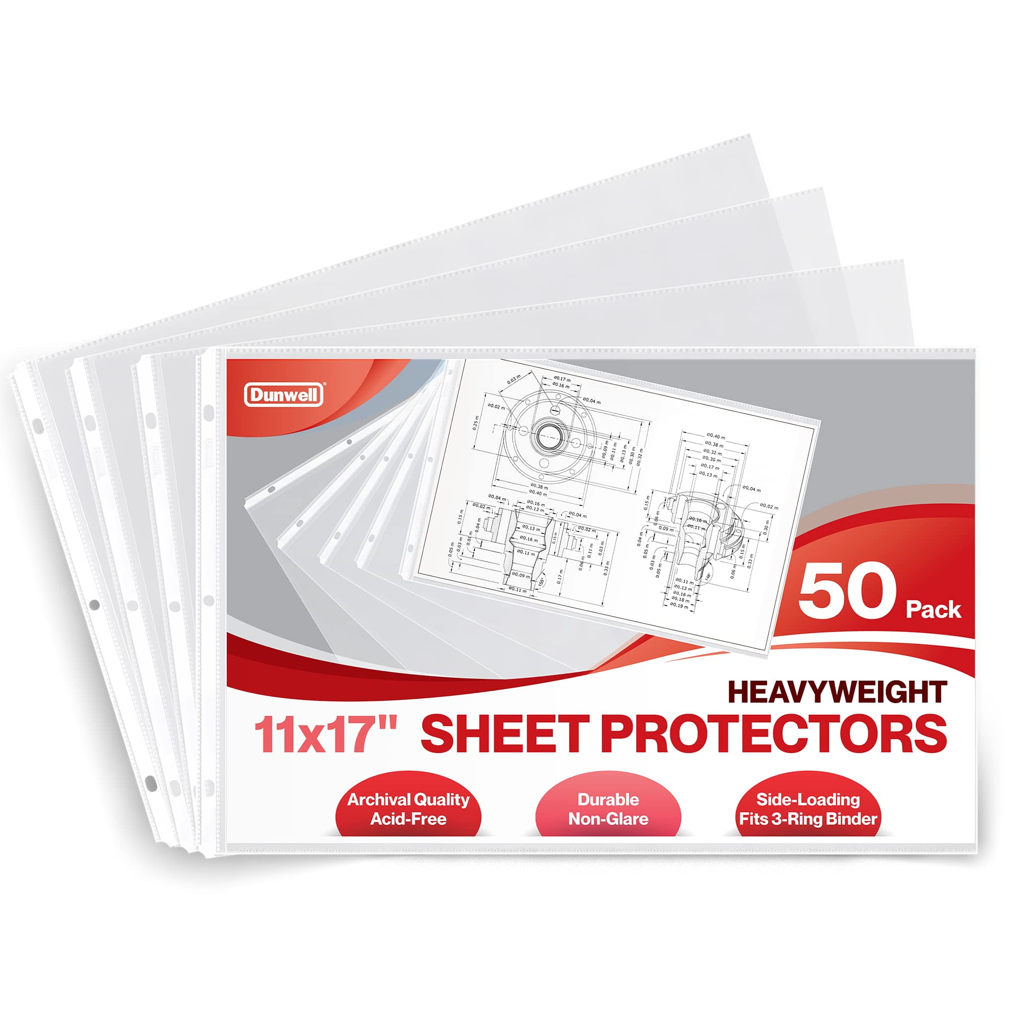 Dunwell 11x17 Sheet Protectors Landscape - (50 Pack, Heavyweight), 11 x ...
